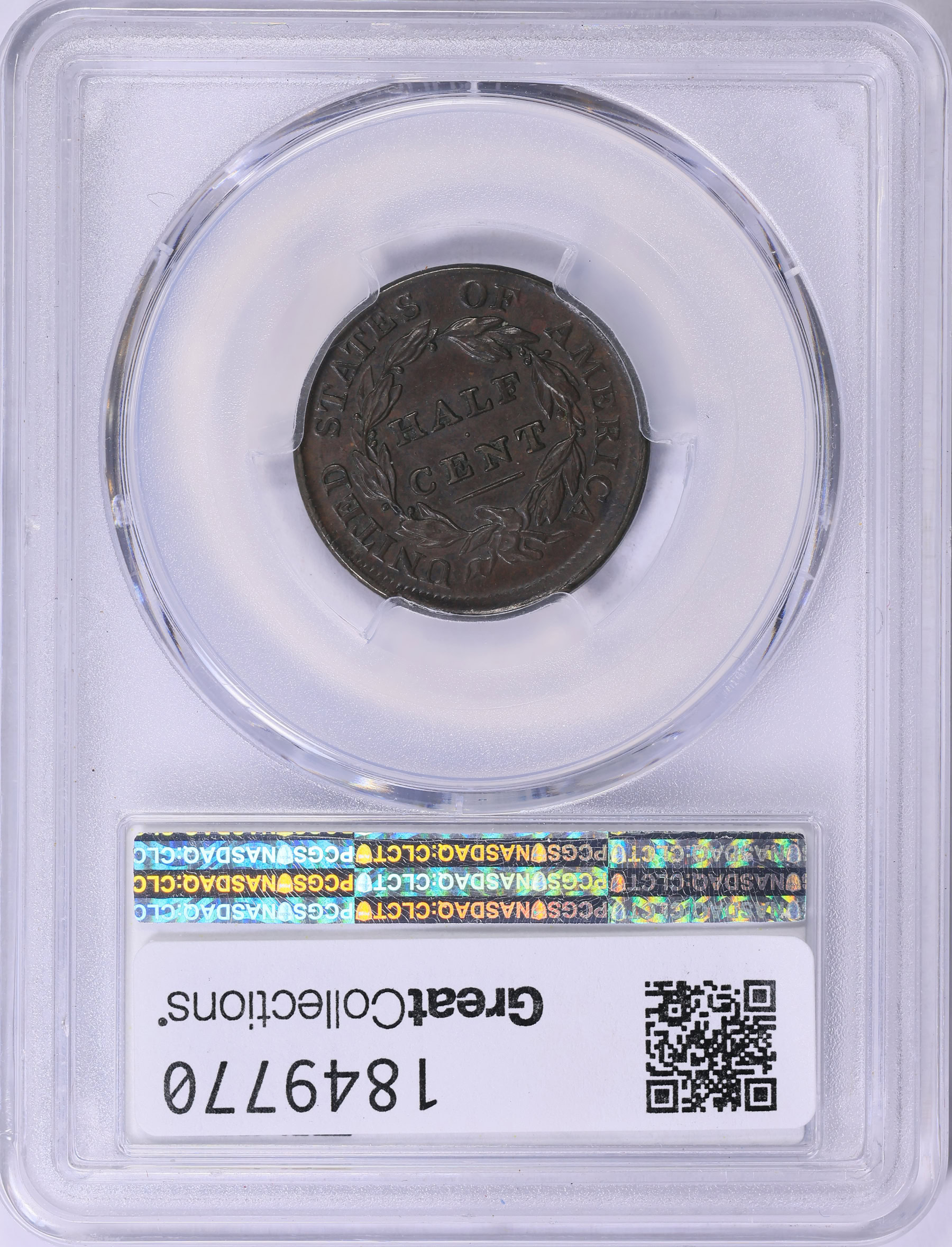 1809 Classic Half Cent PCGS AU-50 BN (Item 1849770) | GreatCollections Coin Auctions