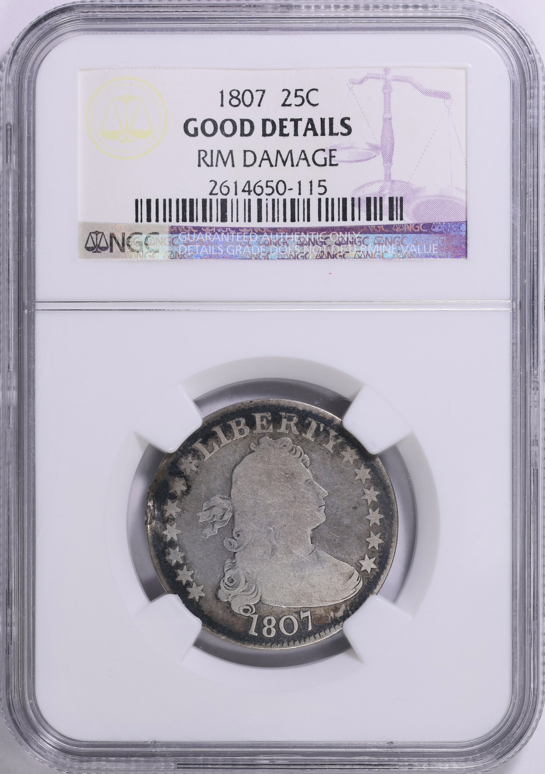 1807 Draped Bust Quarter NGC Good Details (Item 1849774 ...