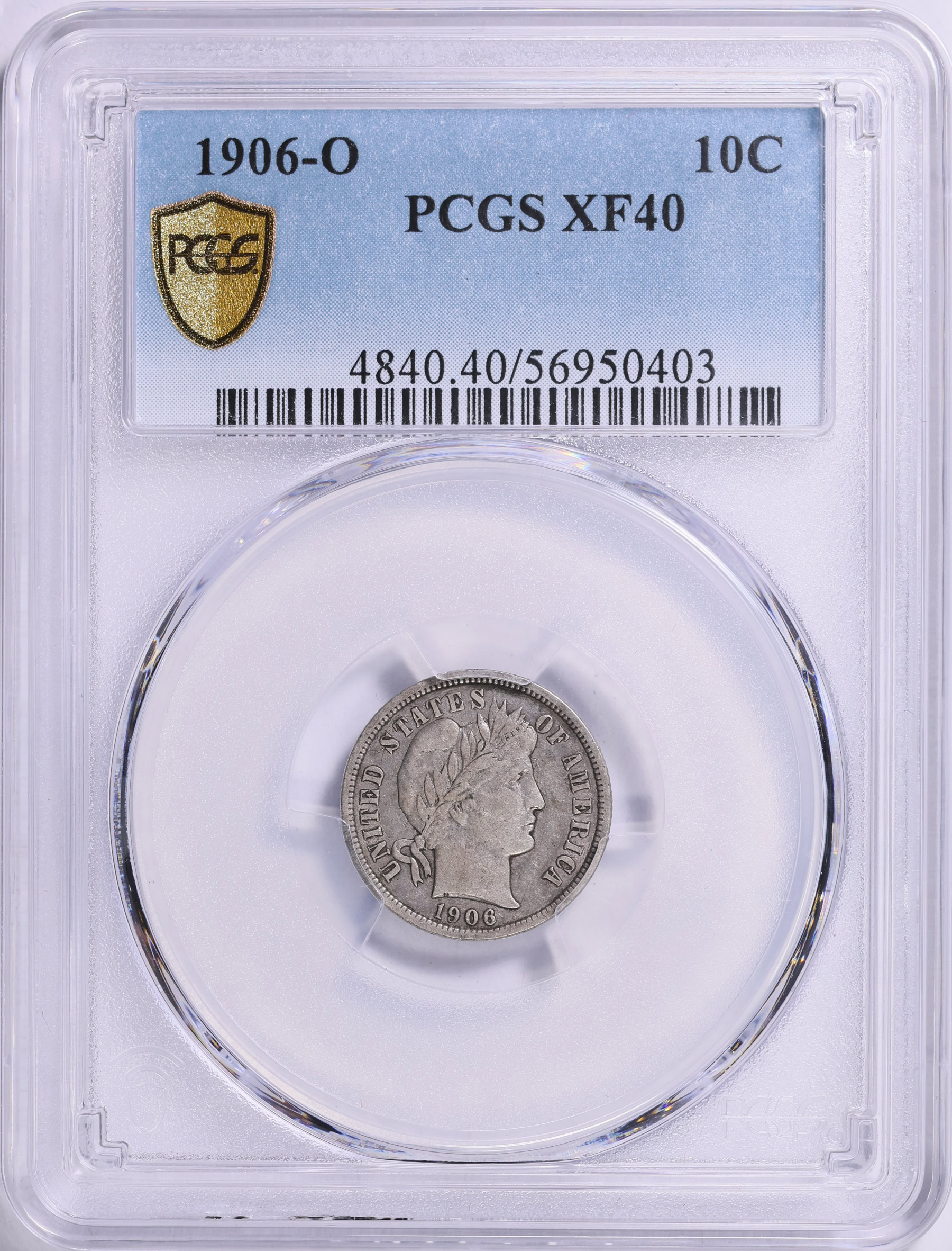 1906-O Barber Dime PCGS XF-40 (Item 1849793) | GreatCollections Coin Auctions