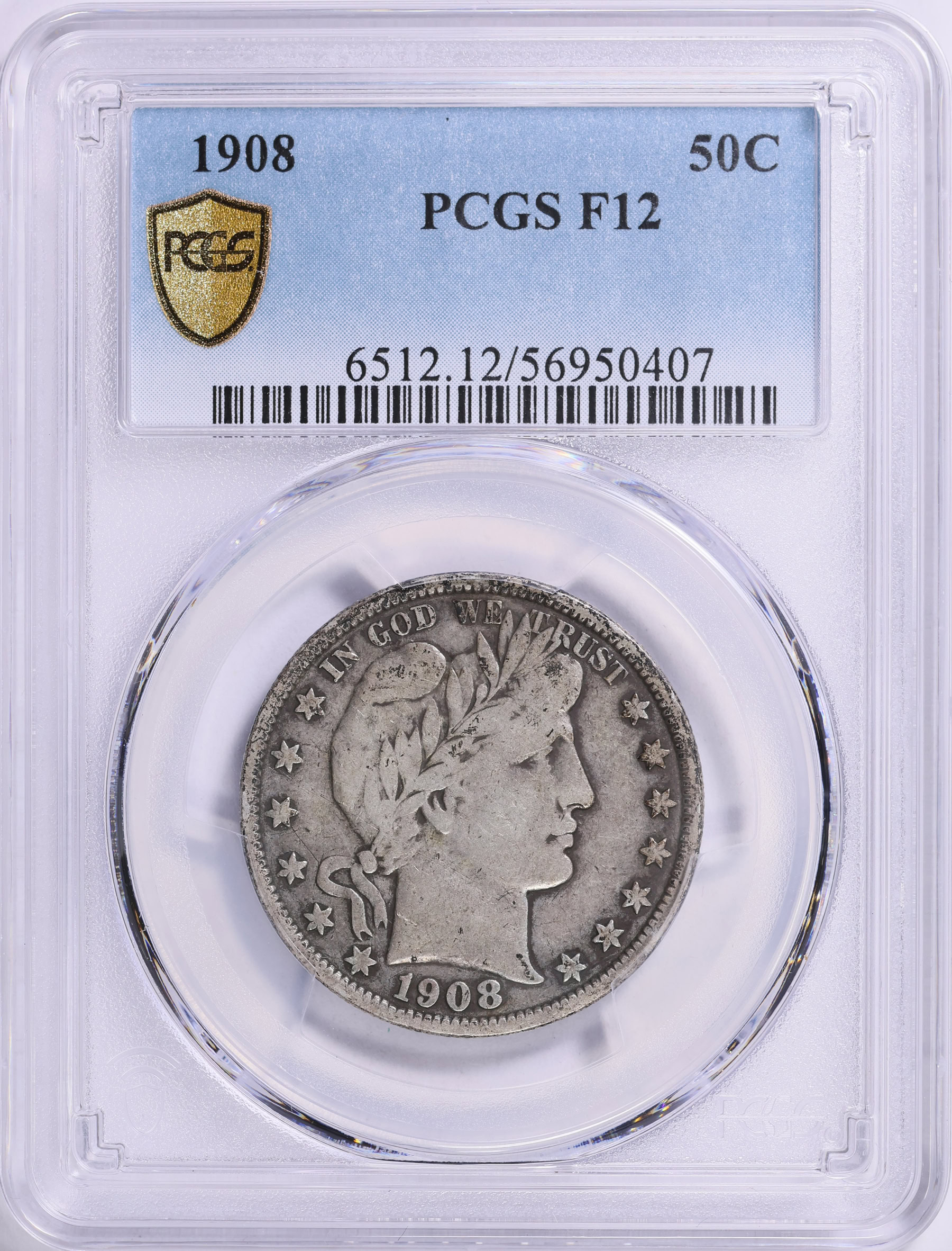 1908 Barber Half Dollar PCGS F-12 (Item 1849803) | GreatCollections Coin Auctions