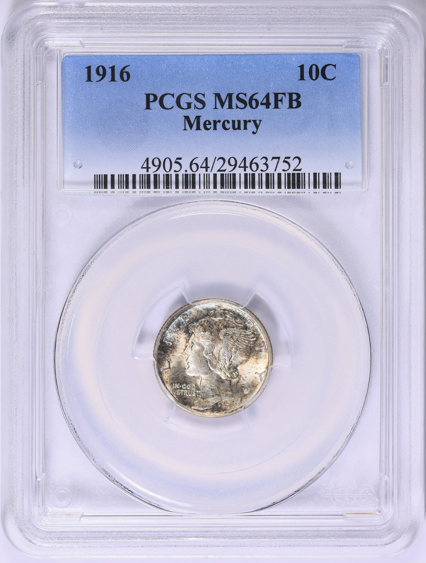 1916 Mercury Dime PCGS MS-64 FB (Toned) (Item 1849876) | GreatCollections Coin Auctions