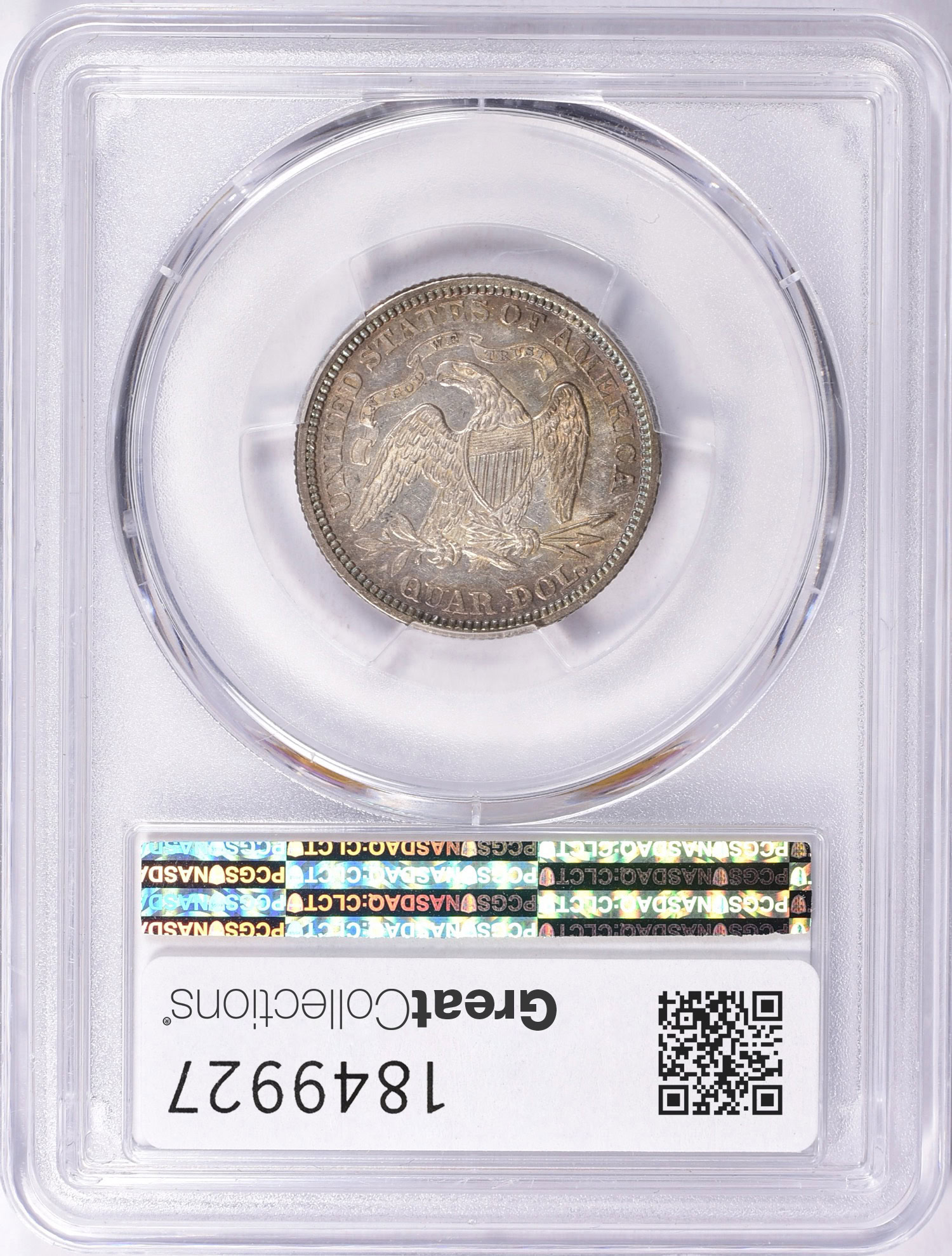 1868 Seated Liberty Quarter PCGS AU-58 (Toned) (Item 1849927) | GreatCollections Coin Auctions