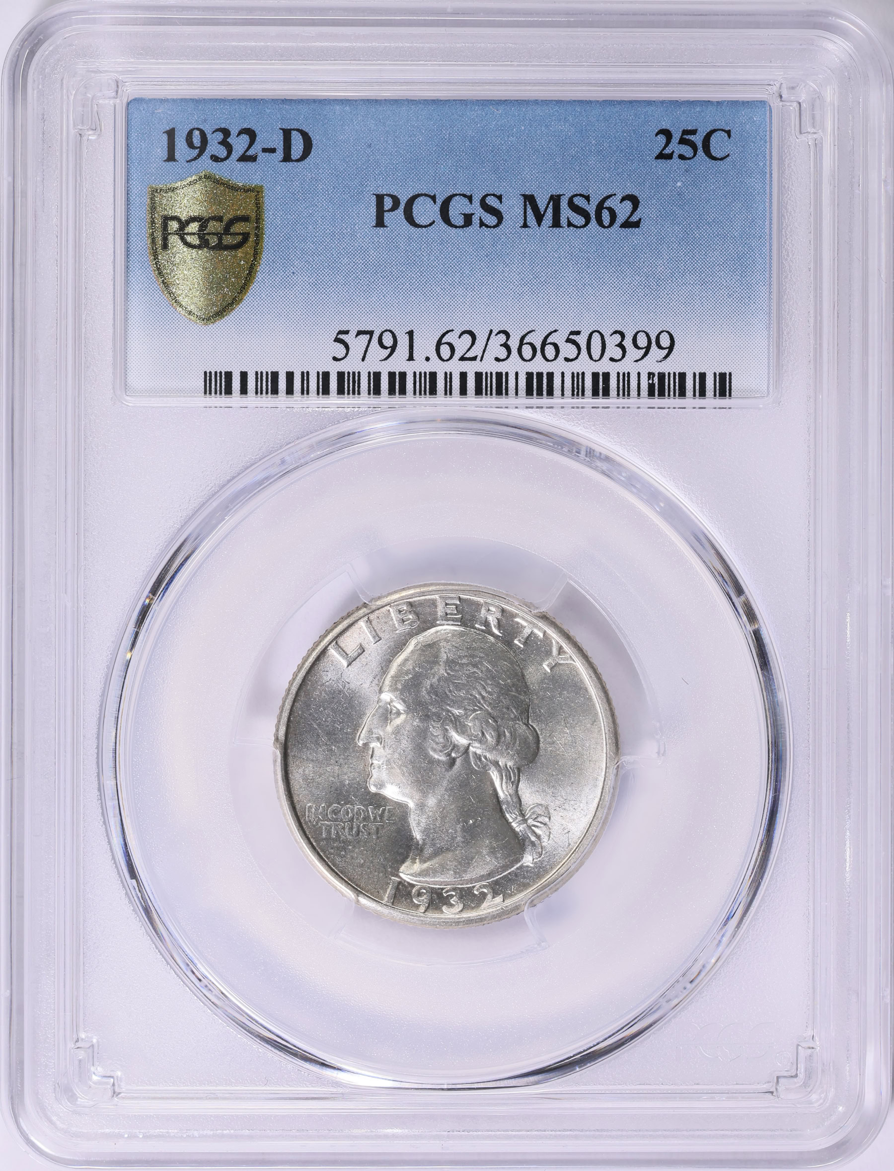 1932-D Washington Quarter PCGS MS-62 (Item 1849931) | GreatCollections Coin Auctions
