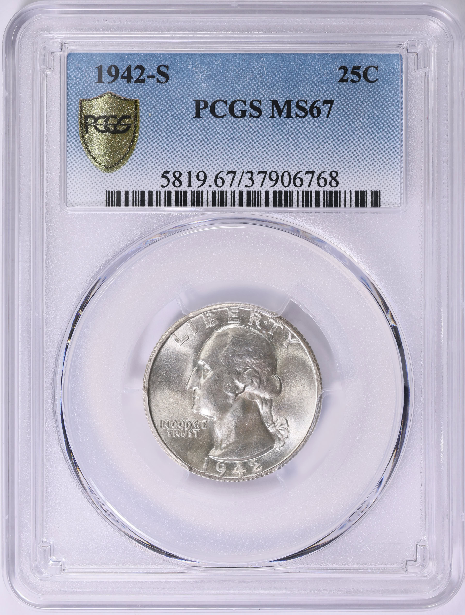 1942-S Washington Quarter PCGS MS-67 (Item 1849932) | GreatCollections Coin Auctions