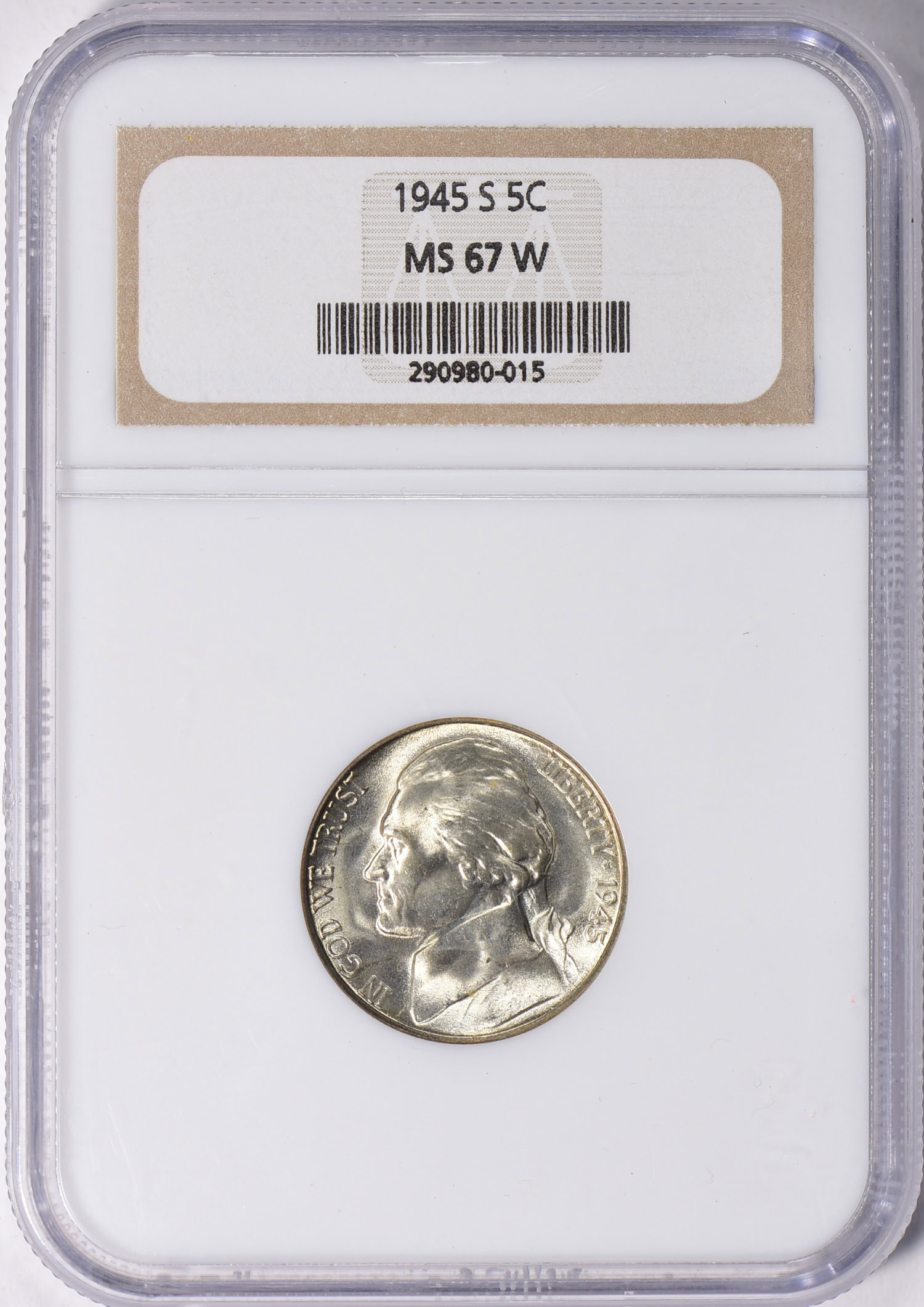1945-S Jefferson Nickel NGC MS-67 (Item 1849959) | GreatCollections Coin Auctions