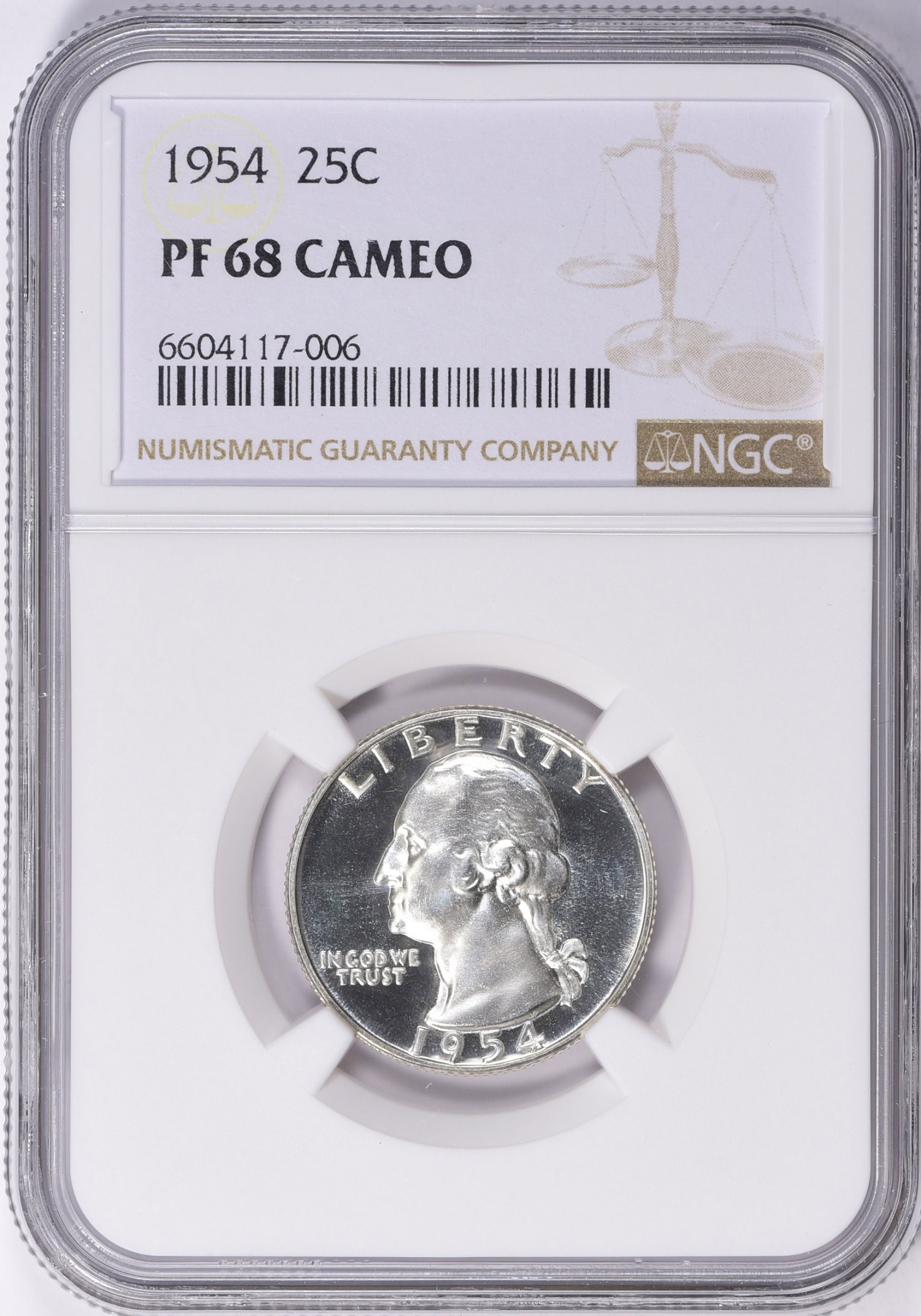 1954 Washington Quarter NGC Proof-68 CAMEO (Item 1849969) | GreatCollections Coin Auctions