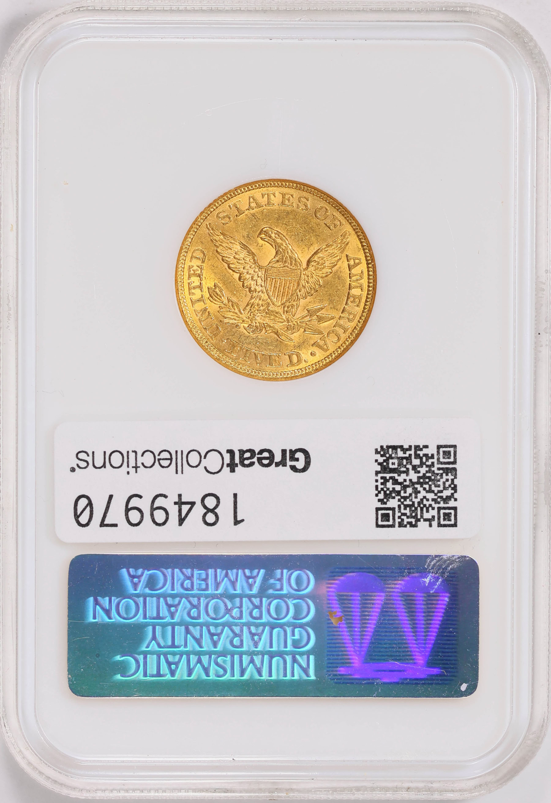 1856 Liberty Gold Half Eagle NGC AU-58 (CAC Green) OH (Item 1849970 ...