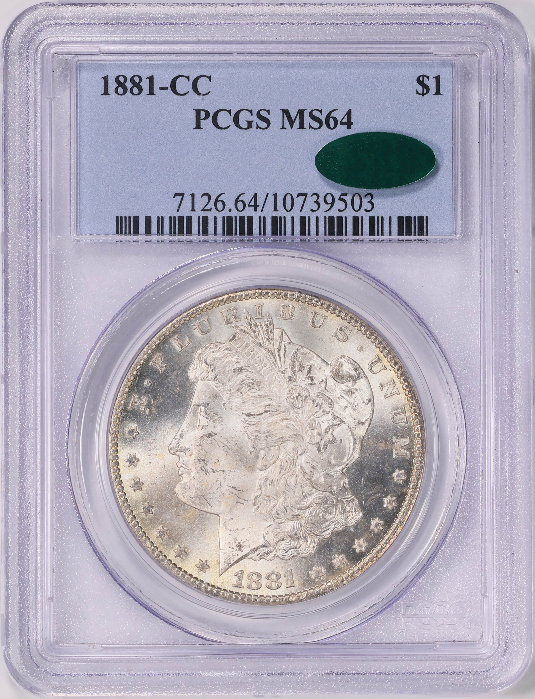 1881-CC Morgan Silver Dollar PCGS MS-64 (CAC Green) (Item 1849986) | GreatCollections Coin Auctions