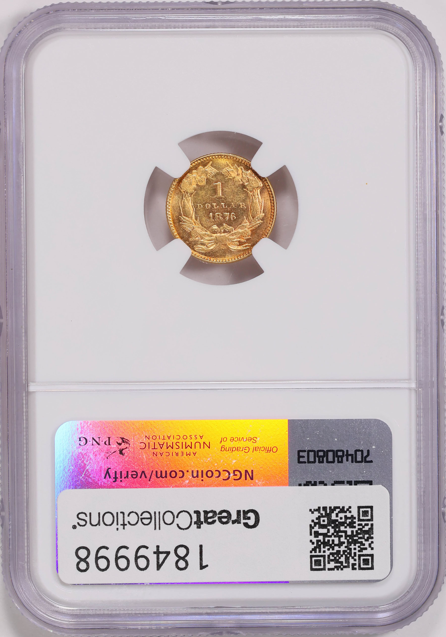 1876 Indian Princess Gold Dollar NGC AU-58 (Item 1849998 ...