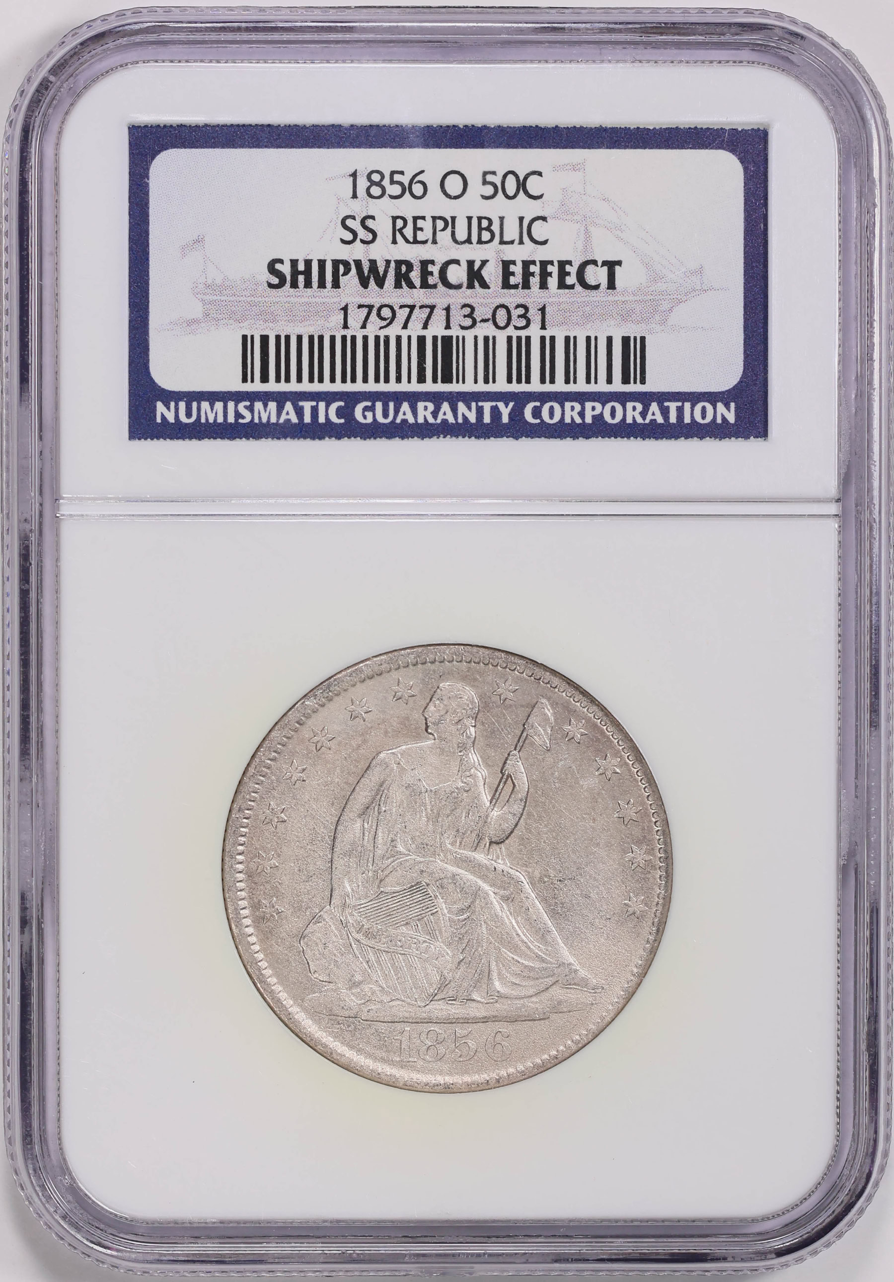 1856-O Seated Liberty Half Dollar SS Republic Shipwreck Effect NGC Certified (Item 1850002 ...