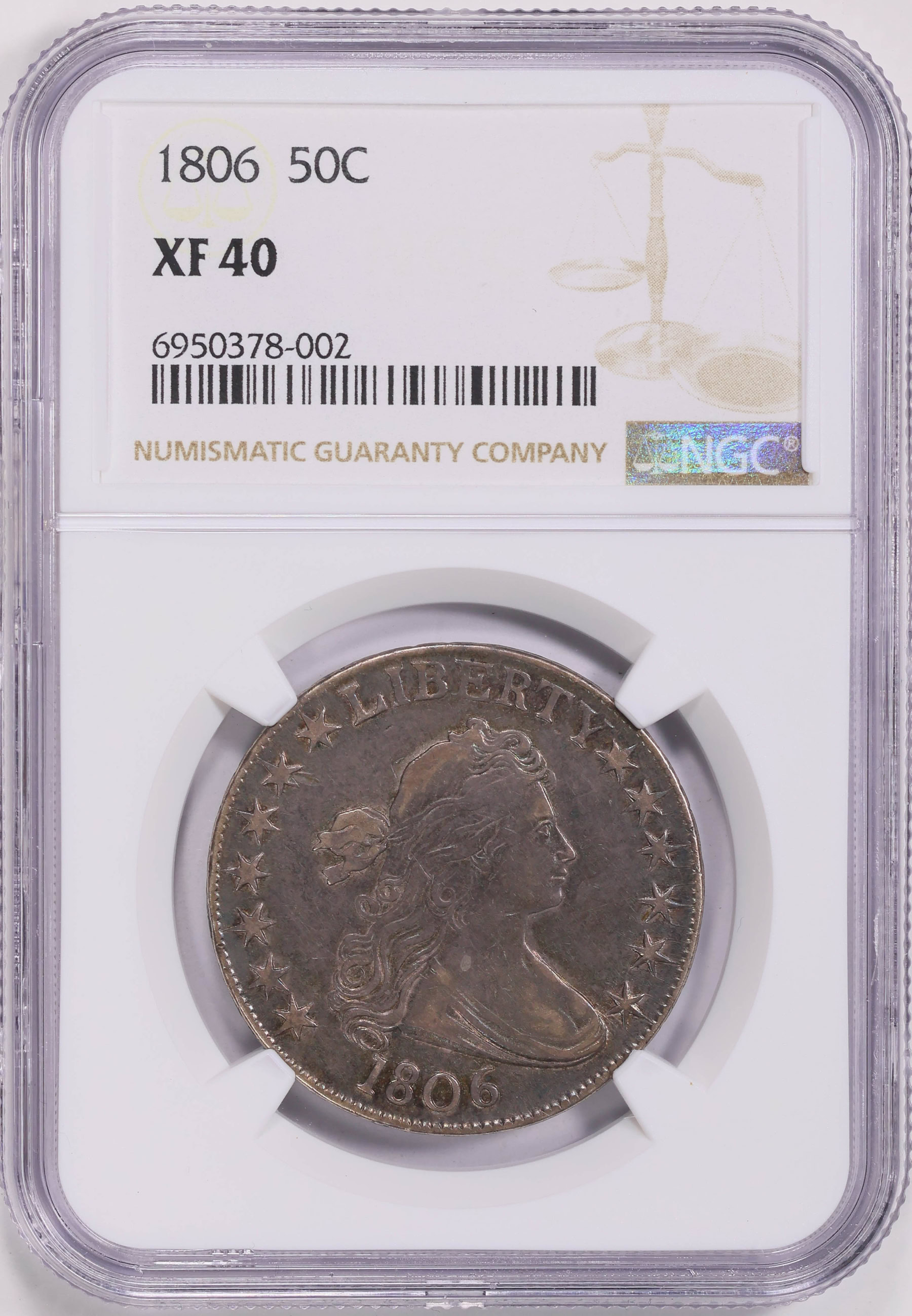 1806 Draped Bust Half Dollar NGC XF-40 (Toned) (Item 1850007) | GreatCollections Coin Auctions