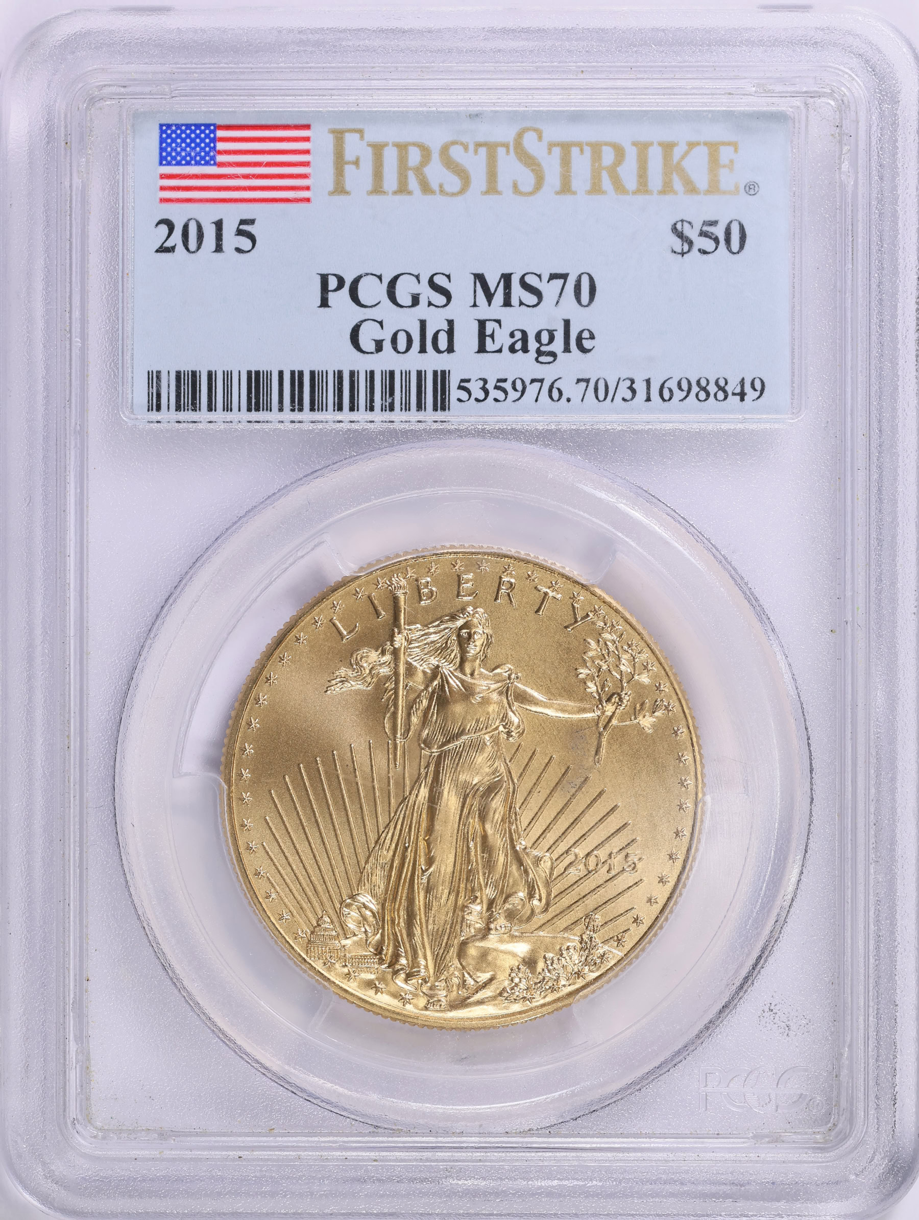 2015 $50 One-Ounce Gold American Eagle First Strike PCGS MS-70 (Item ...