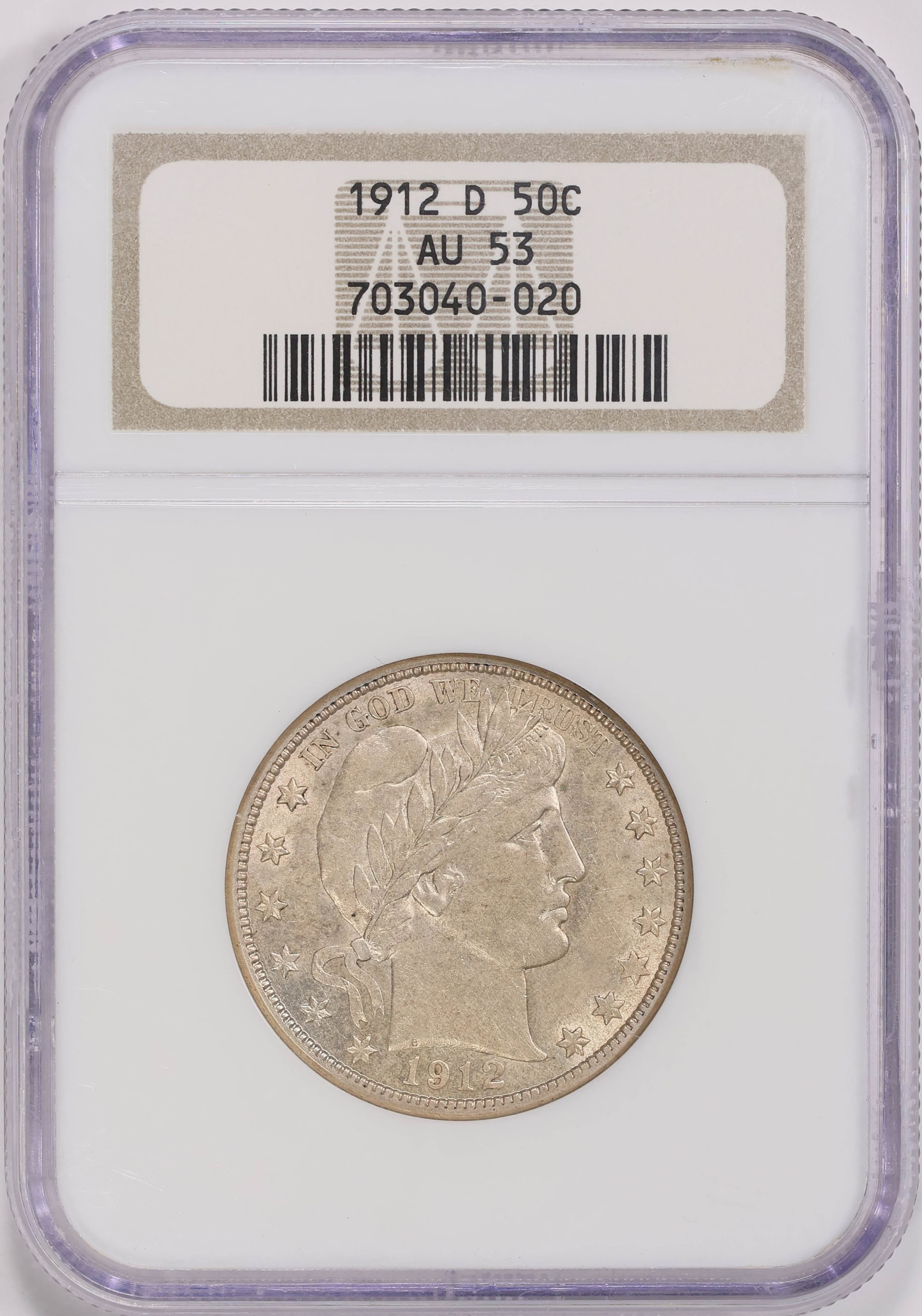 1912-D Barber Half Dollar NGC AU-53 (Item 1850081) | GreatCollections Coin Auctions