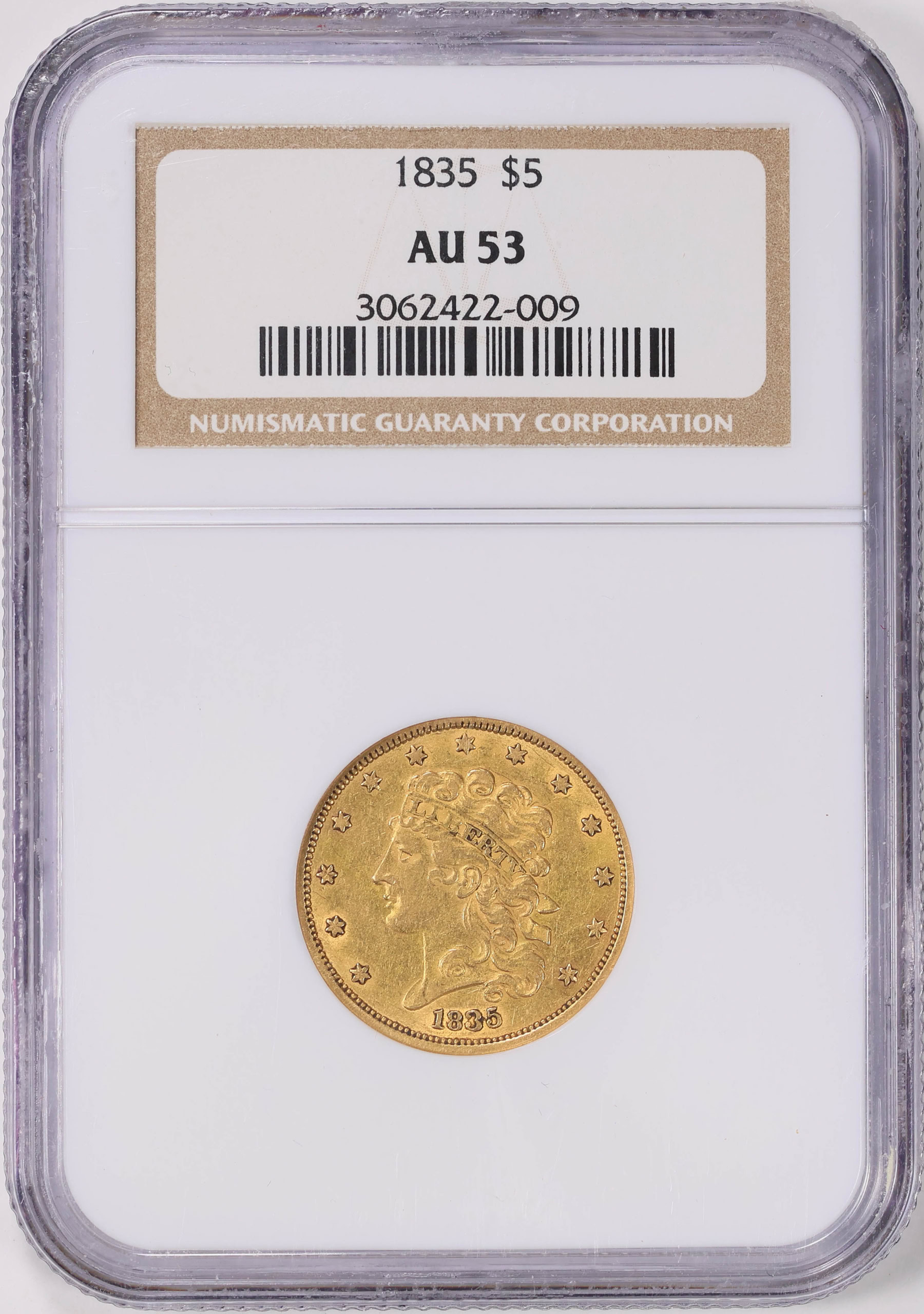 1835 Classic Head Gold Half Eagle NGC AU-53 (Item 1850085 ...