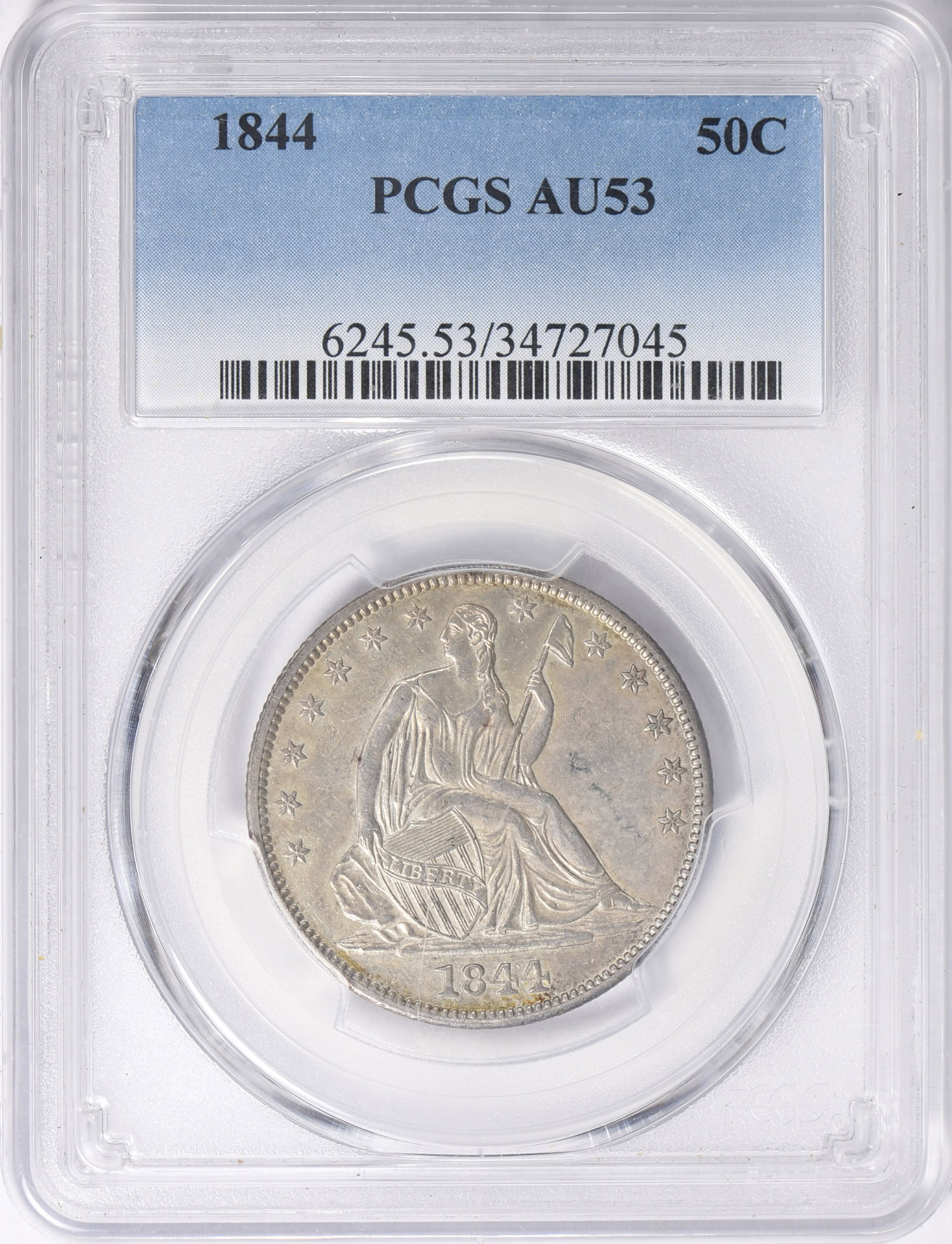 1844 Seated Liberty Half Dollar PCGS AU-53 (Item 1850127) | GreatCollections Coin Auctions