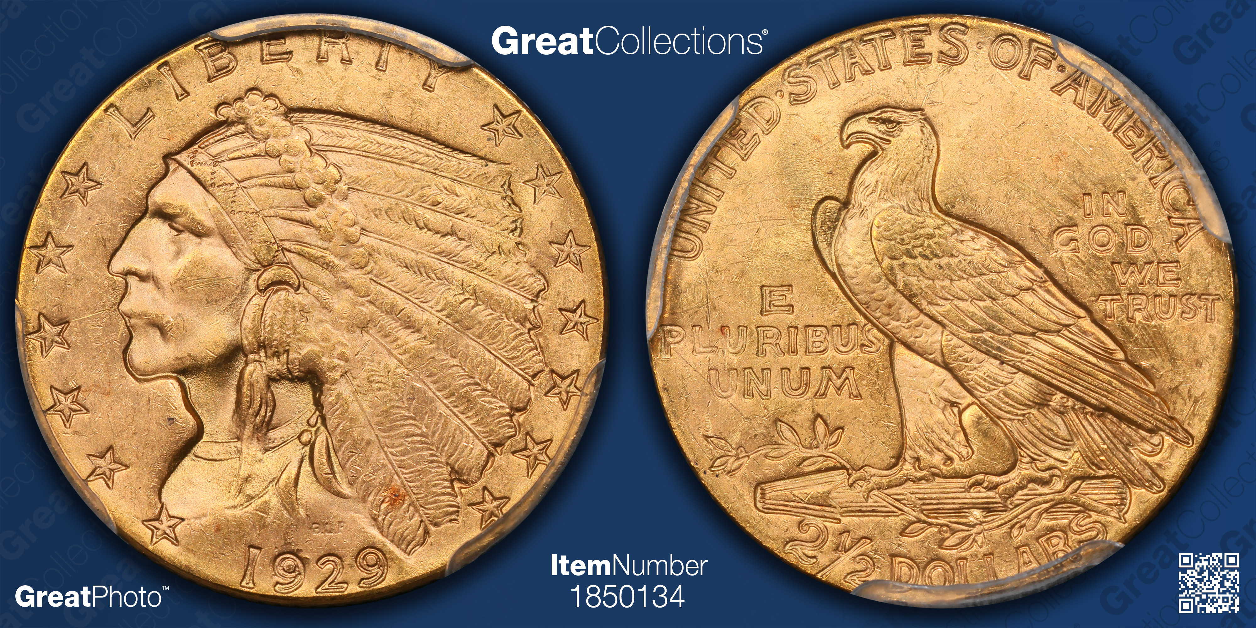 1929 Indian Gold Quarter Eagle PCGS MS-64 (Bela Lyon Pratt Label) (Item ...