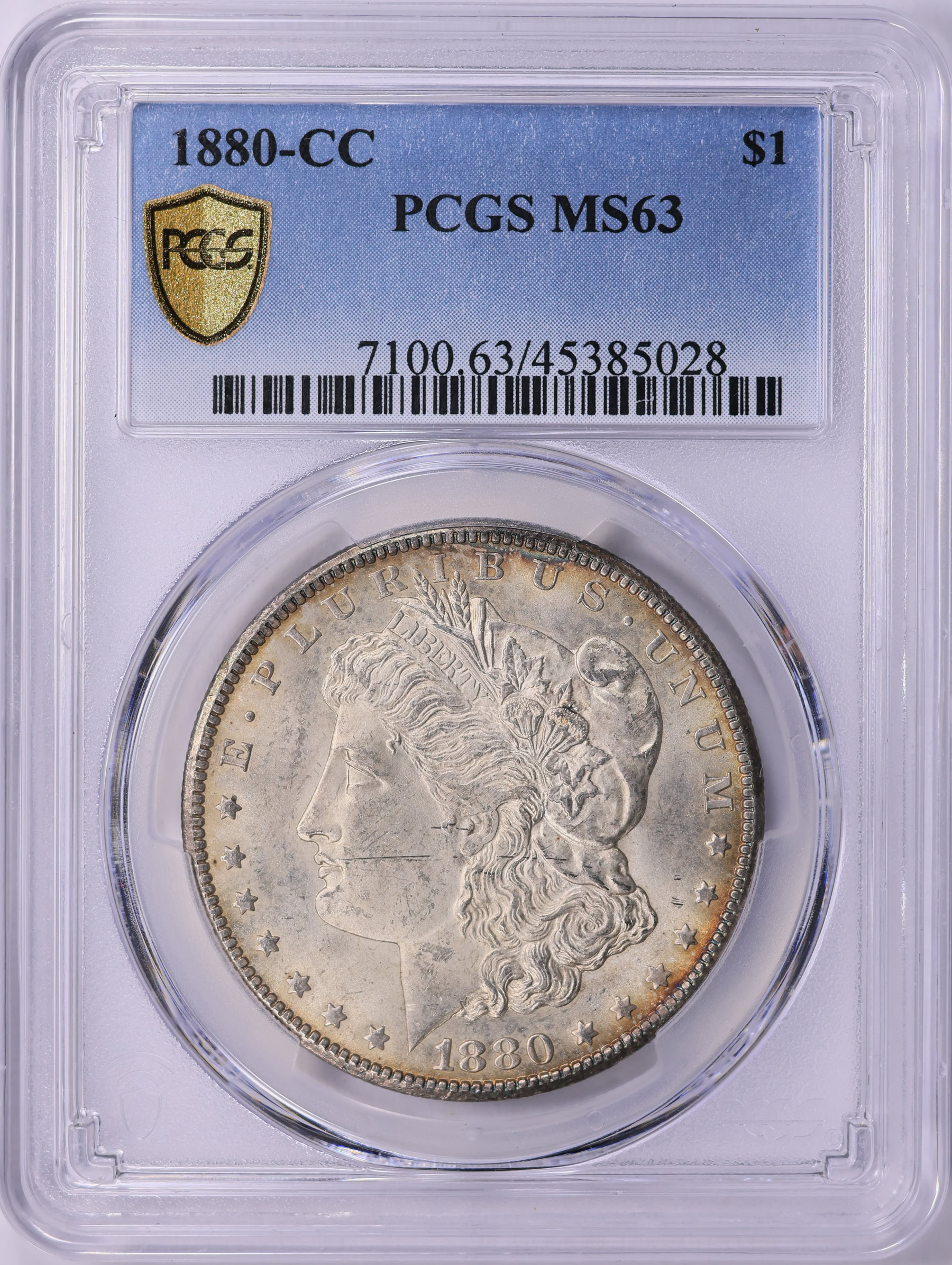 1880-CC Morgan Silver Dollar PCGS MS-63 (Toned) (Item 1850135) | GreatCollections Coin Auctions