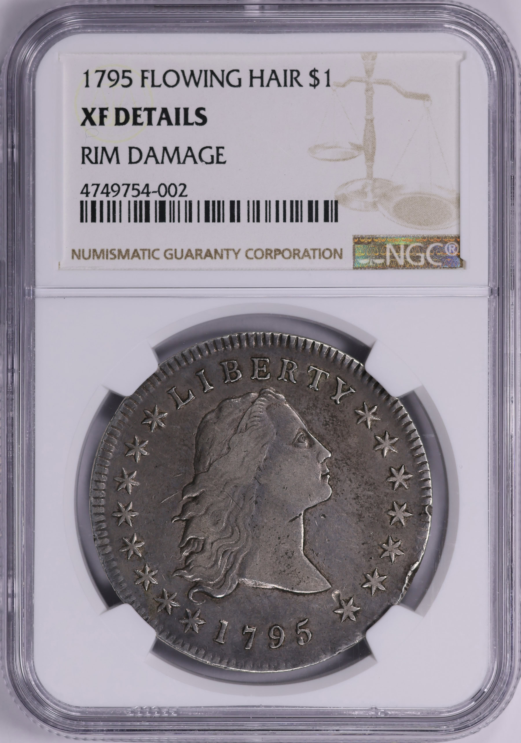1795 Flowing Hair Silver Dollar NGC XF Details (Item 1850145) | GreatCollections Coin Auctions