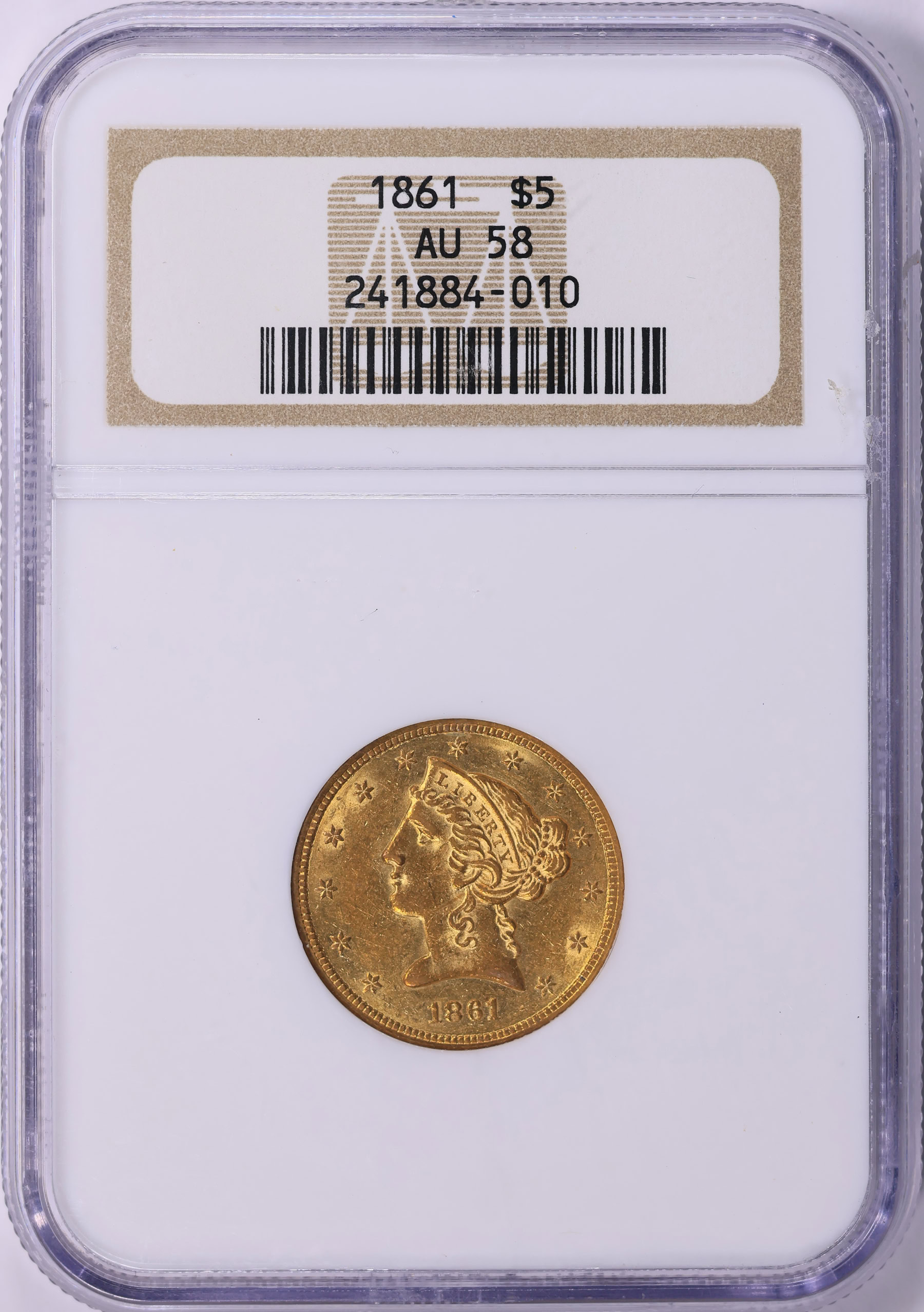 1861 Liberty Gold Half Eagle NGC AU-58 (Item 1850146) | GreatCollections Coin Auctions
