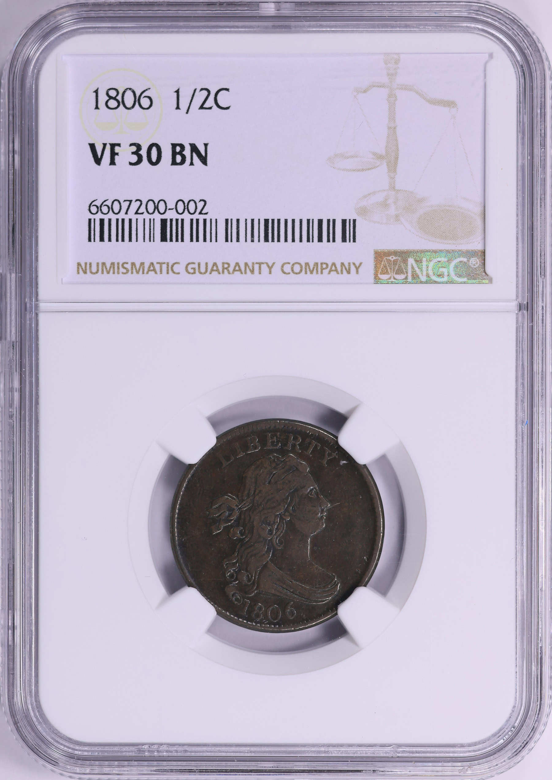 1806 Draped Bust Half Cent NGC VF-30 BN (Item 1850154 ...