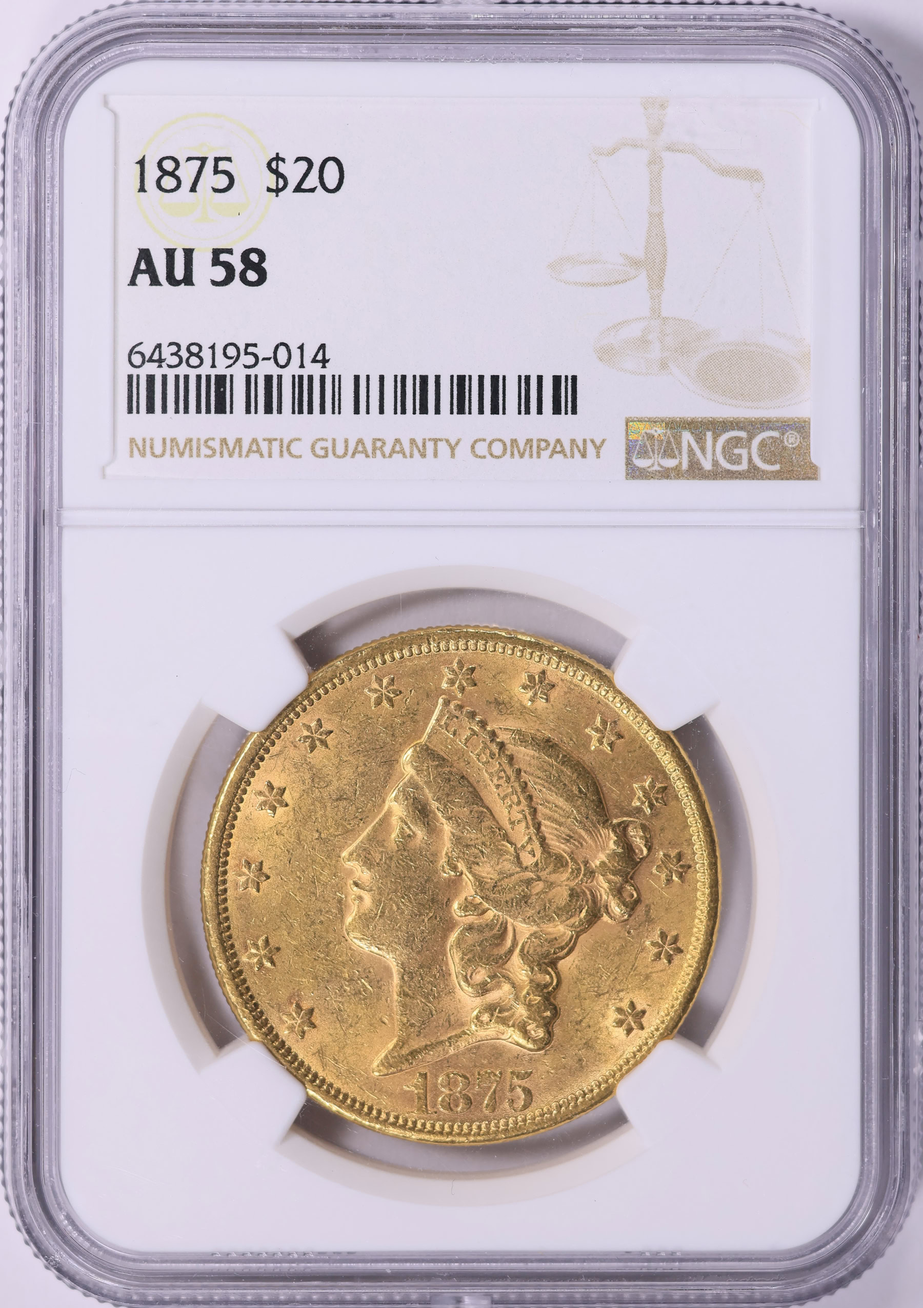 1875 Liberty Gold Double Eagle NGC AU-58 (Item 1850165) | GreatCollections Coin Auctions