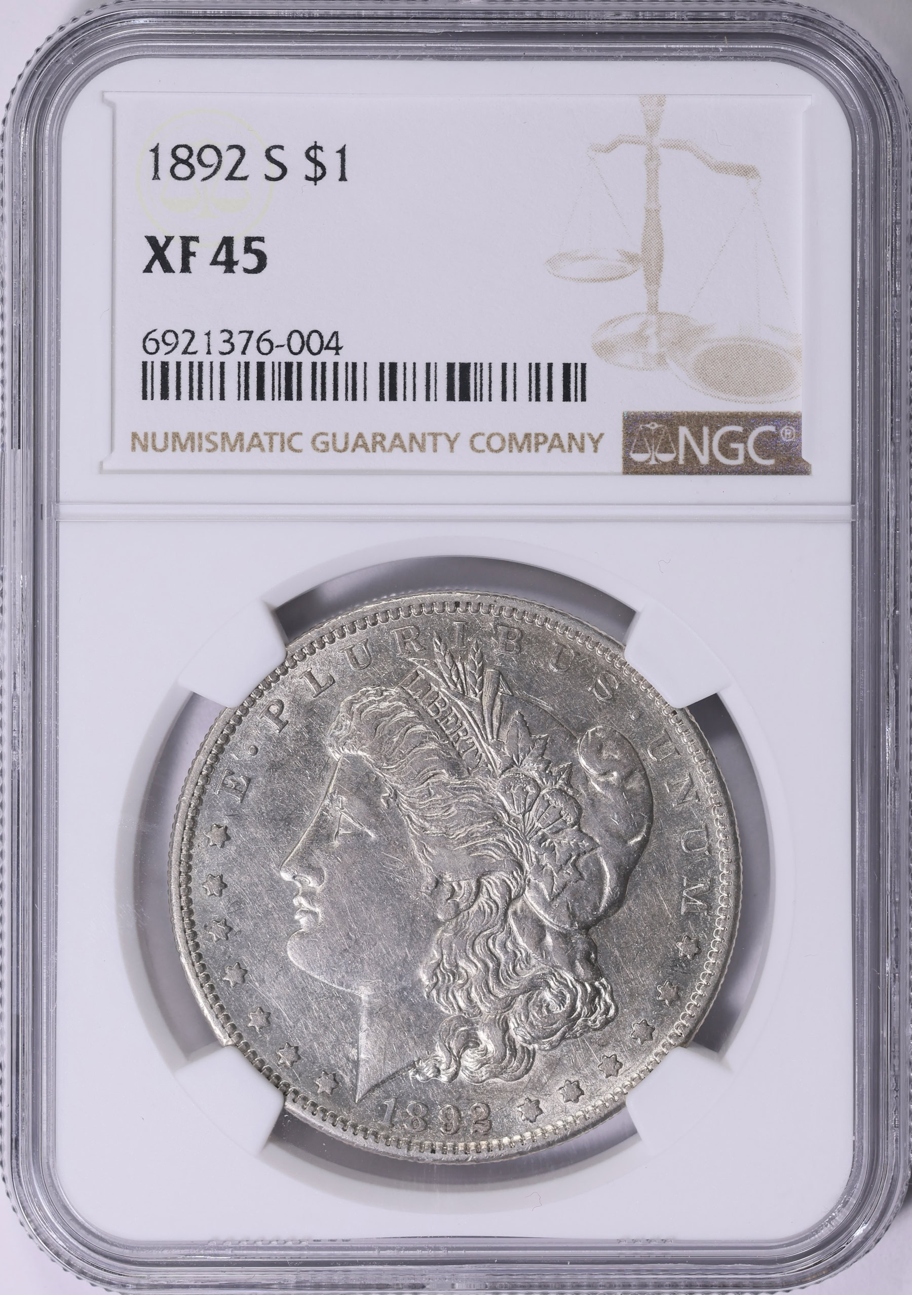 1892-S Morgan Silver Dollar NGC XF-45 (Item 1850211) | GreatCollections Coin Auctions