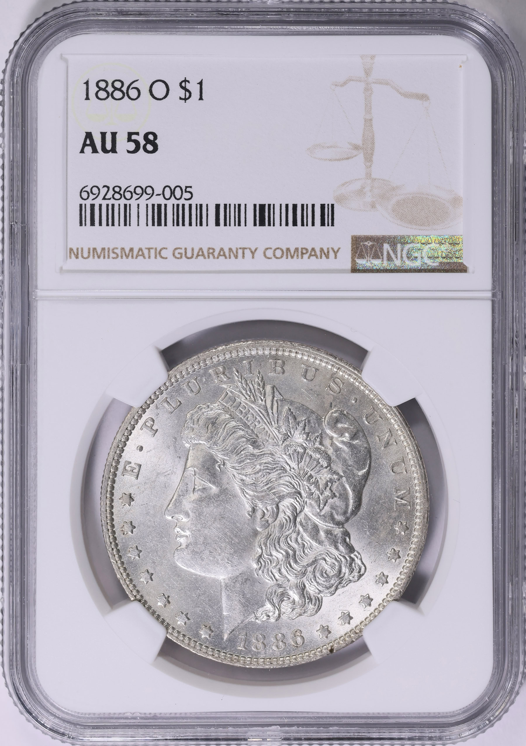 1886-O Morgan Silver Dollar NGC AU-58 (Item 1850215) | GreatCollections Coin Auctions