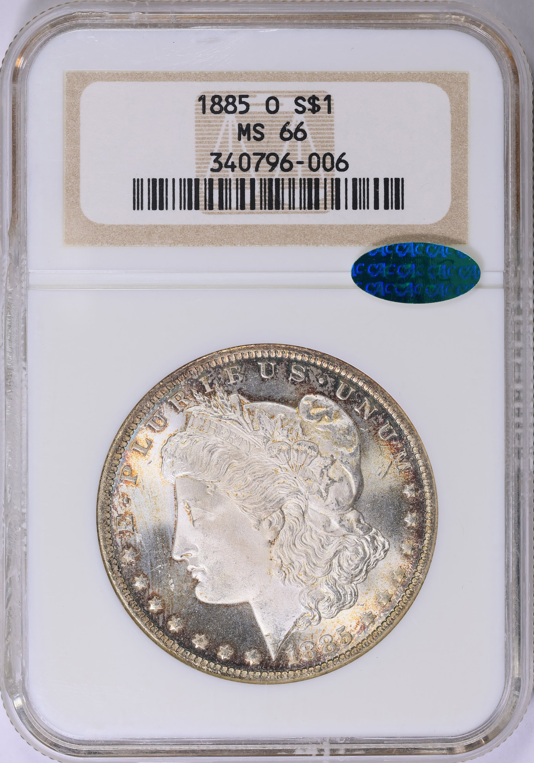 1885-O Morgan Silver Dollar NGC MS-66 (CAC Green) (Toned) (Item 1850249) | GreatCollections Coin ...