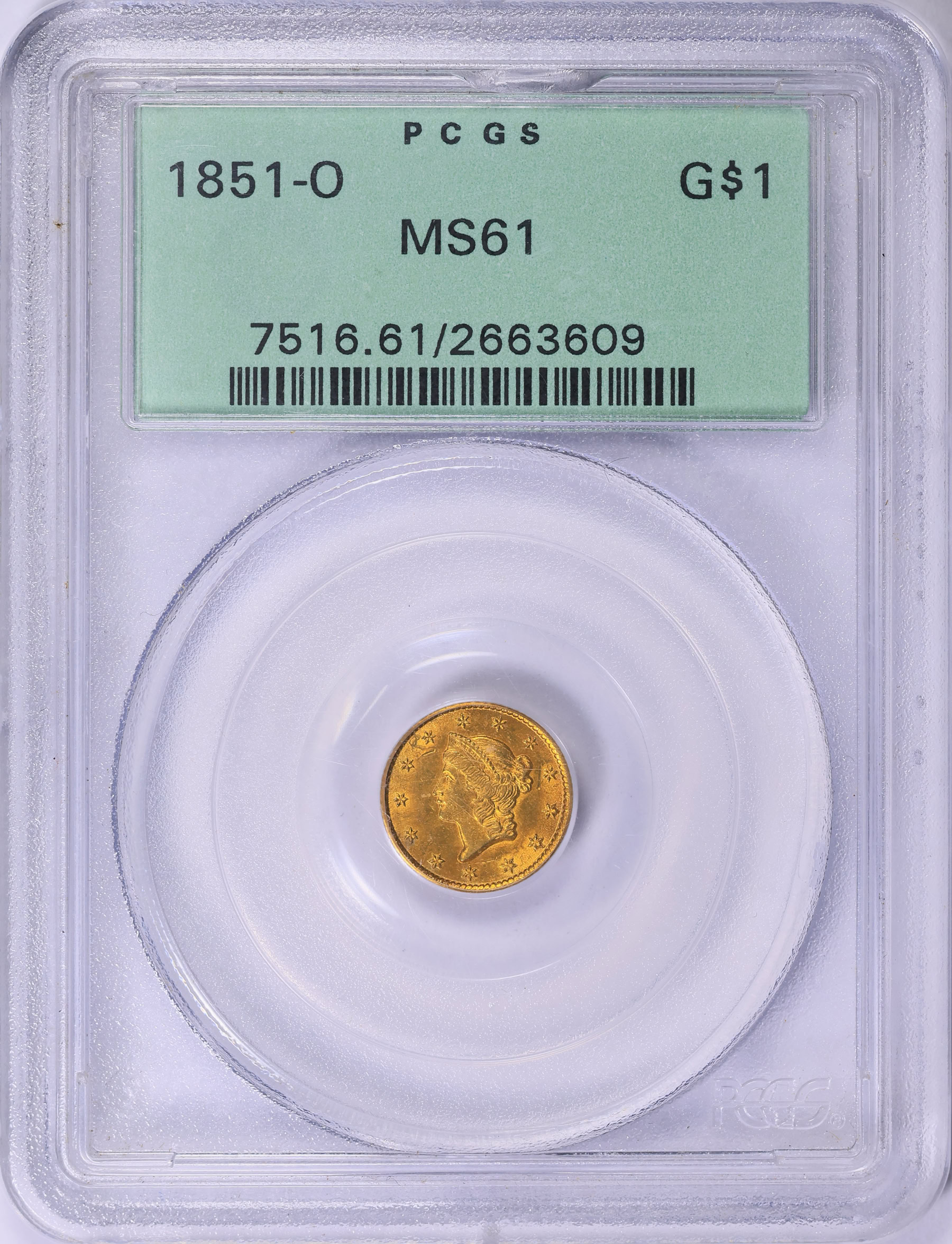 1851-O Liberty Gold Dollar PCGS MS-61 OGH (Item 1850250 ...