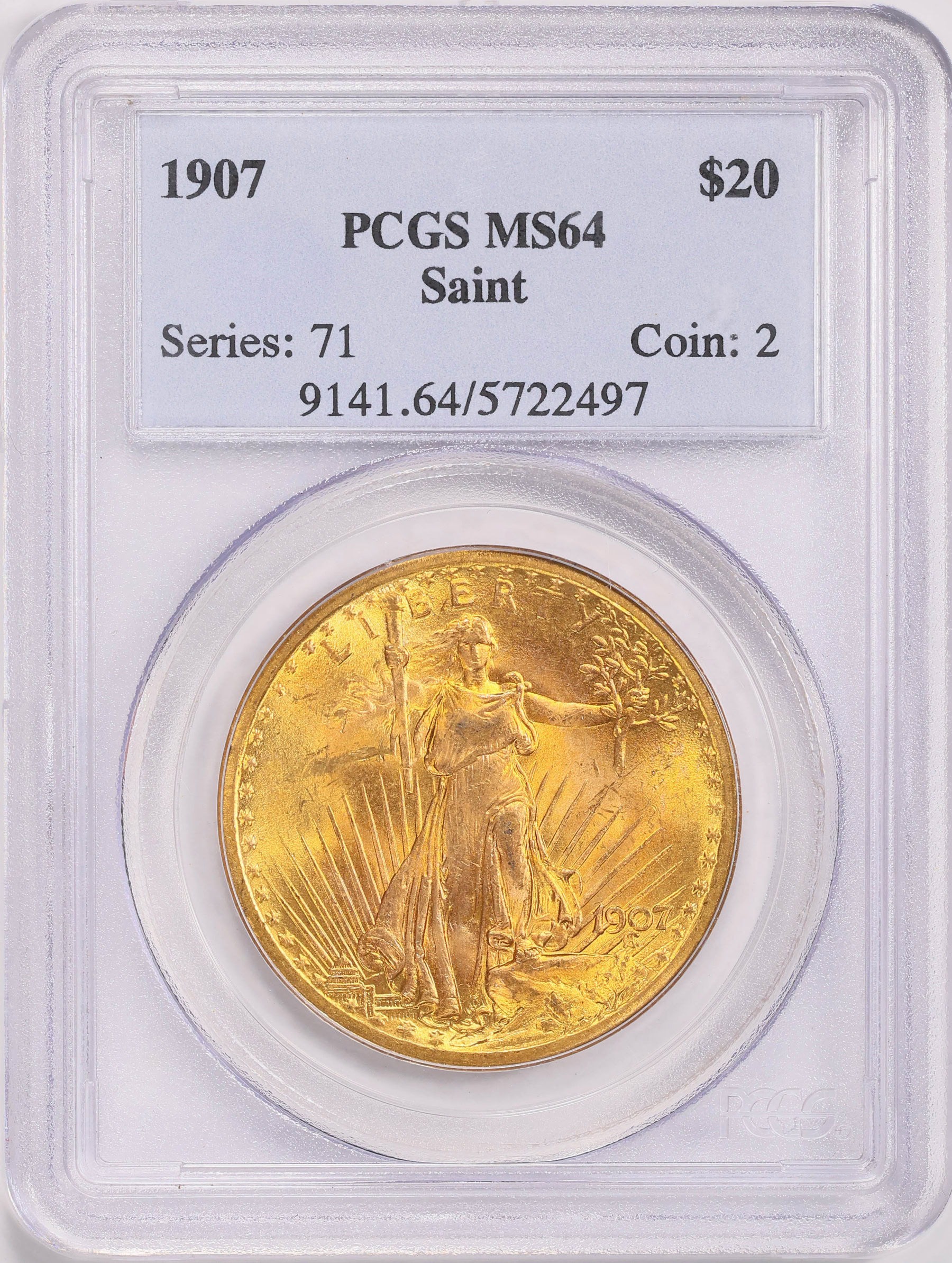 1907 Saint-Gaudens Gold Double Eagle Arabic Numerals PCGS MS-64 (Item ...