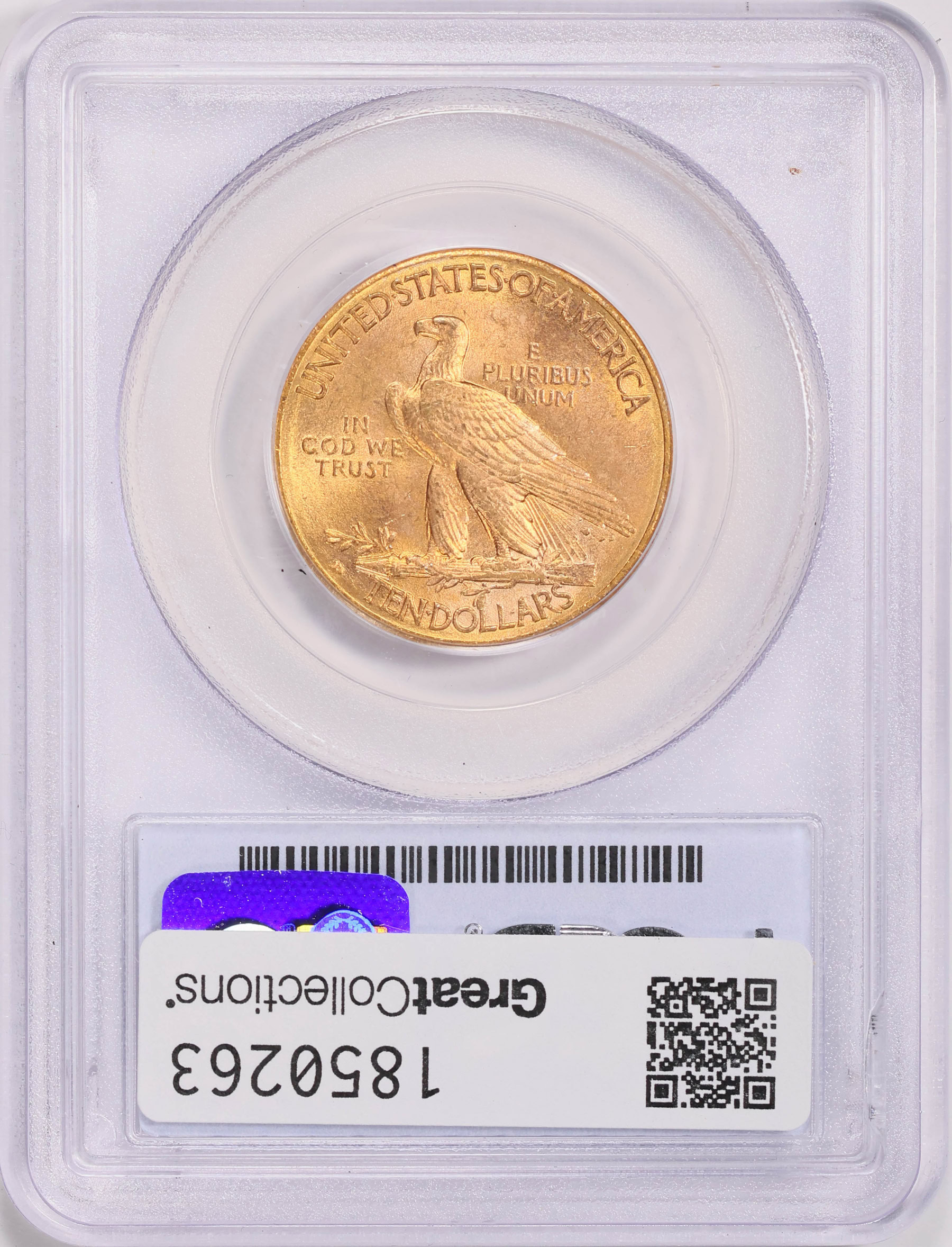1910-D Indian Gold Eagle PCGS MS-63 (Item 1850263) | GreatCollections ...