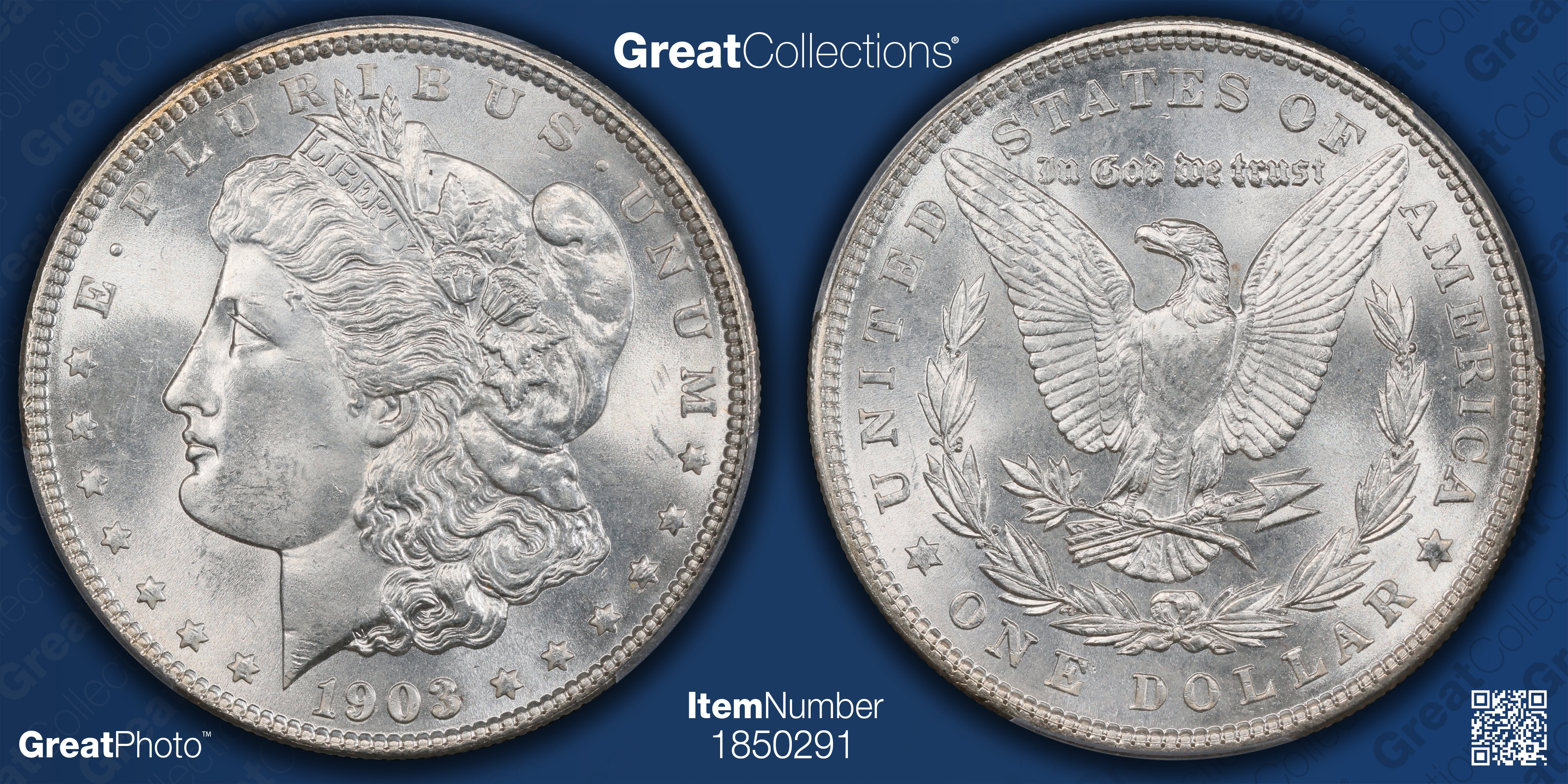 1903 Morgan Silver Dollar PCGS MS-64 (Item 1850291) | GreatCollections ...