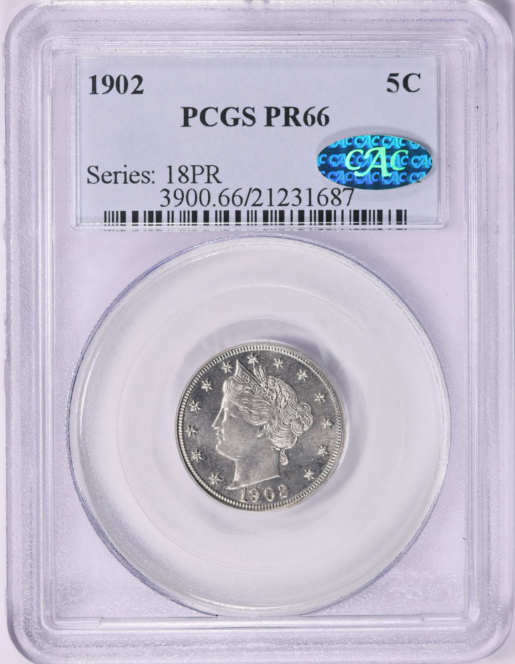 1902 Liberty Nickel PCGS Proof-66 (CAC Green) (Item 1850420) | GreatCollections Coin Auctions