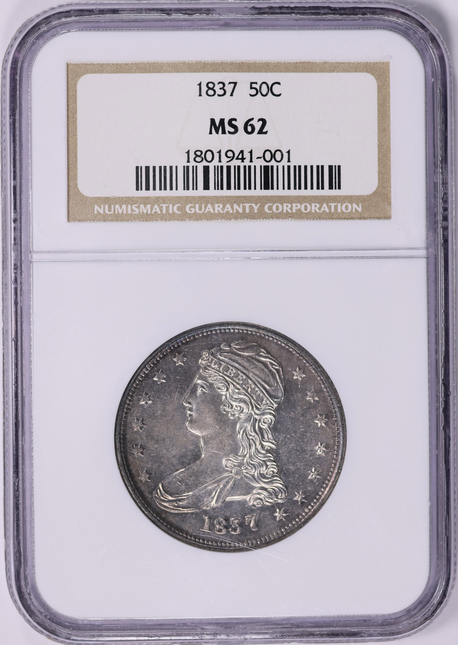 1837 Capped Bust Half Dollar Reeded Edge NGC MS-62 (Toned) (Item 1850424) | GreatCollections ...
