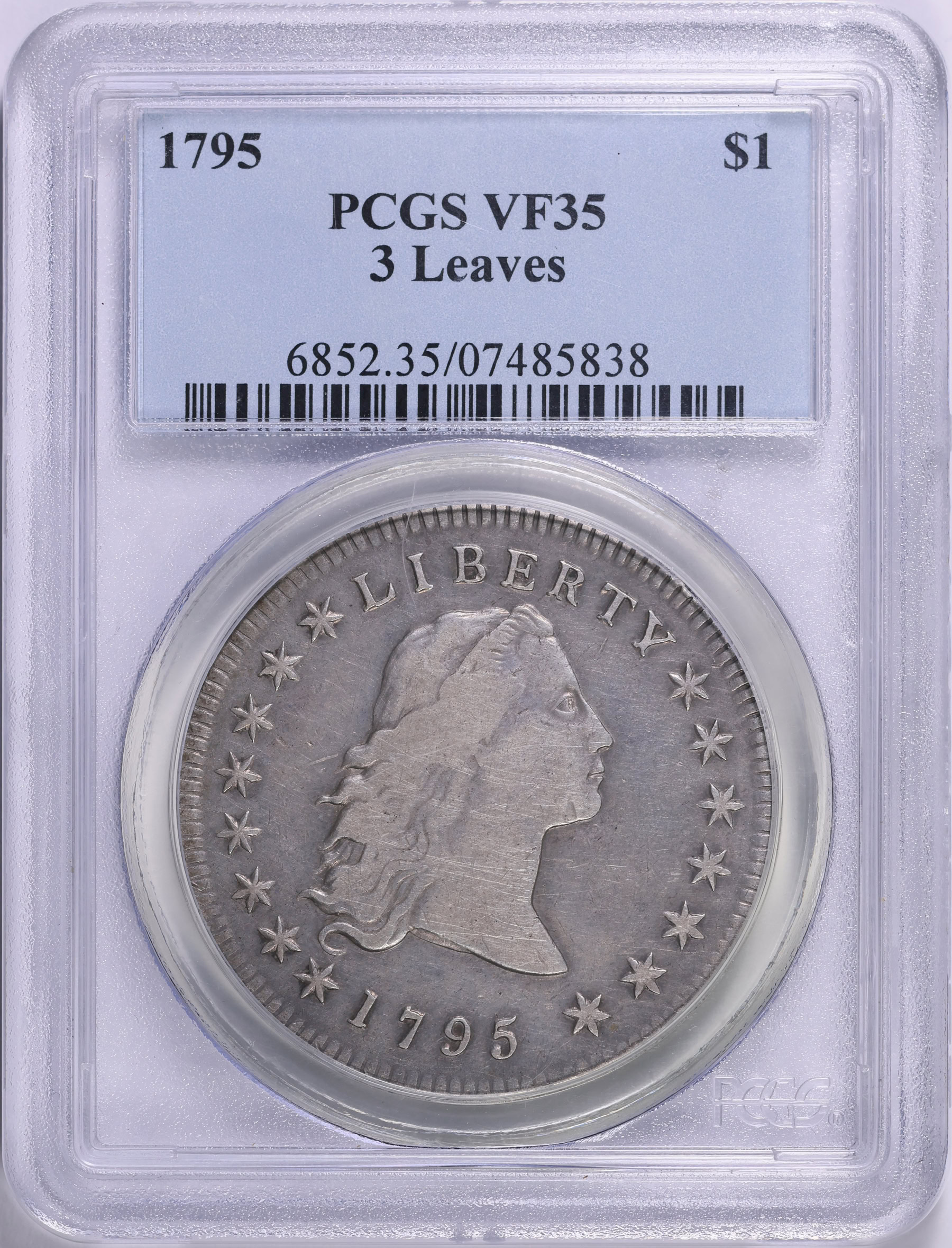 1795 Flowing Hair Silver Dollar 3 Leaves PCGS VF-35 (Item 1850426) | GreatCollections Coin Auctions