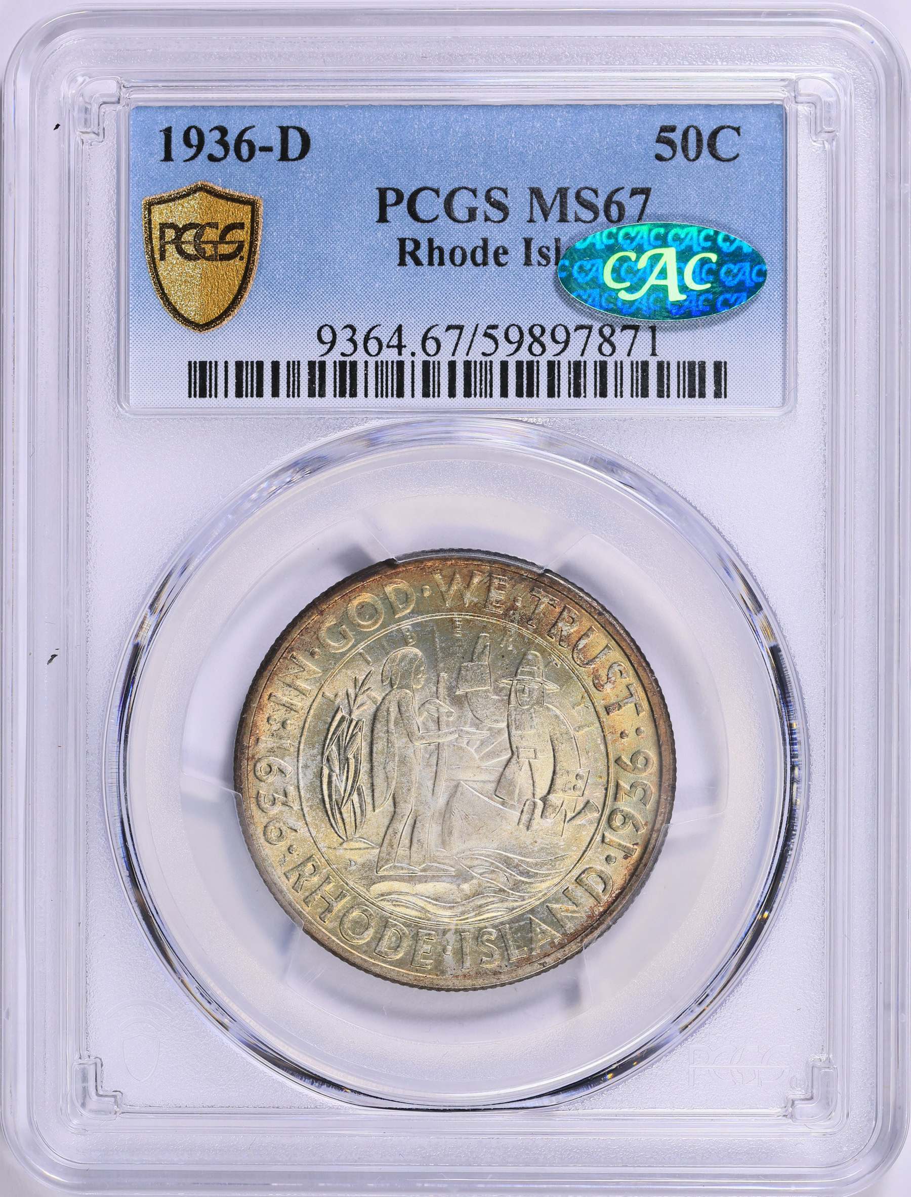 1936-D Providence, Rhode Island Tercentenary Half Dollar PCGS MS-67 ...