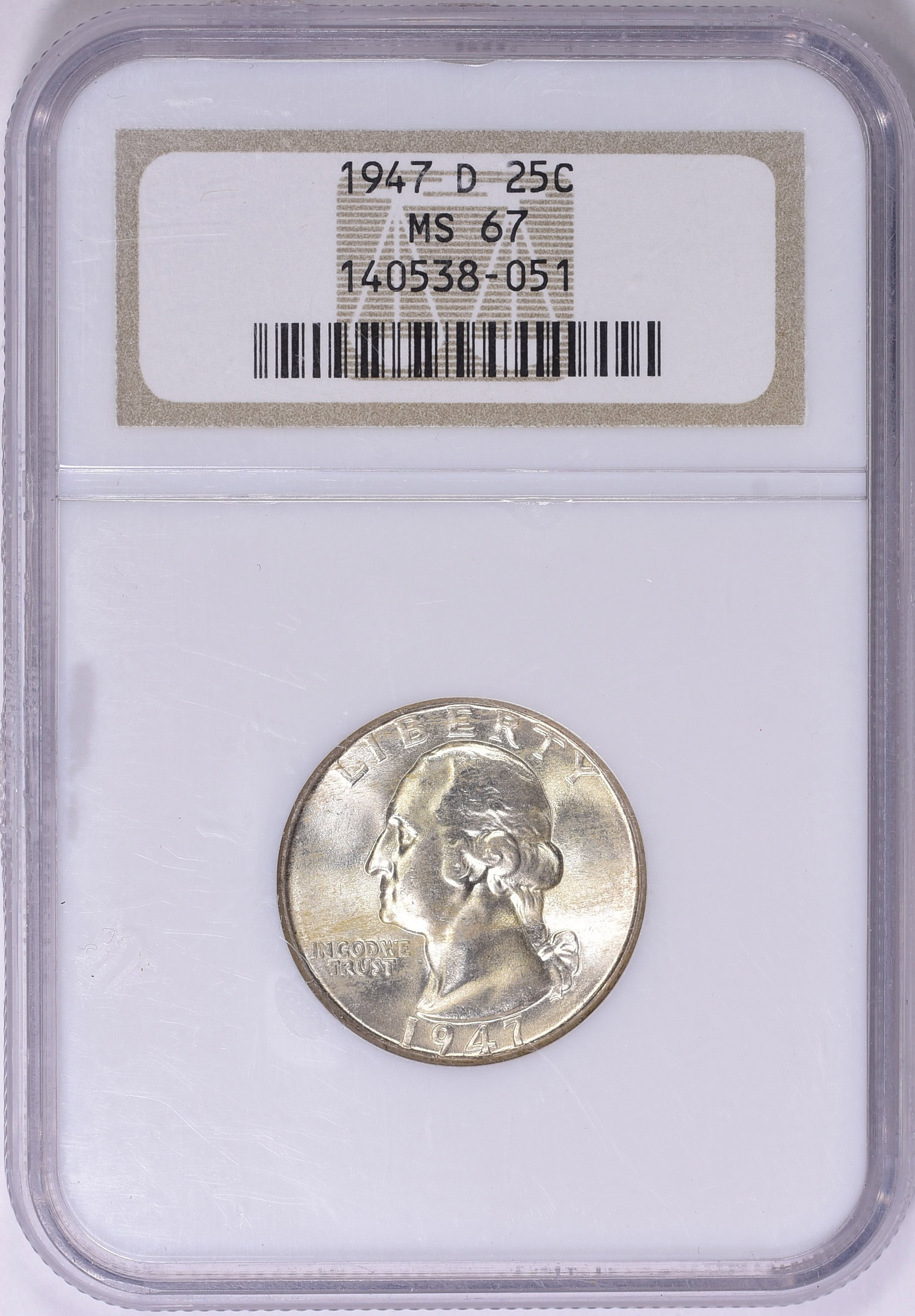 1947-D Washington Quarter NGC MS-67 (Item 1850504) | GreatCollections Coin Auctions