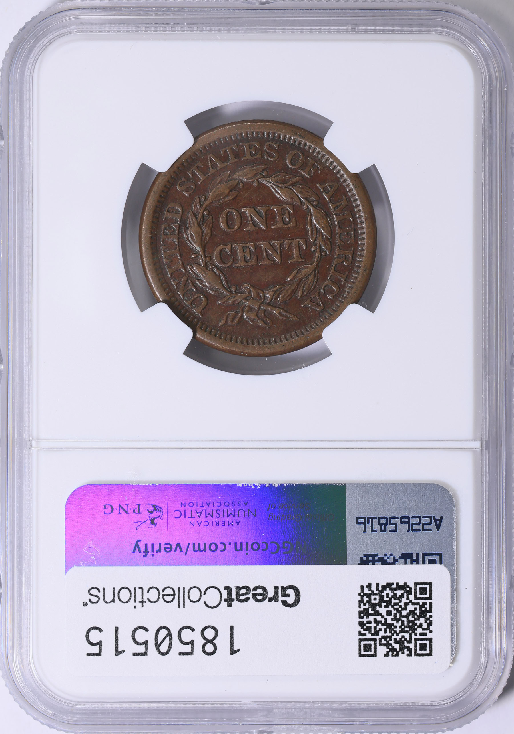 1850 Braided Hair Cent NGC AU Details (Item 1850515) | GreatCollections Coin Auctions