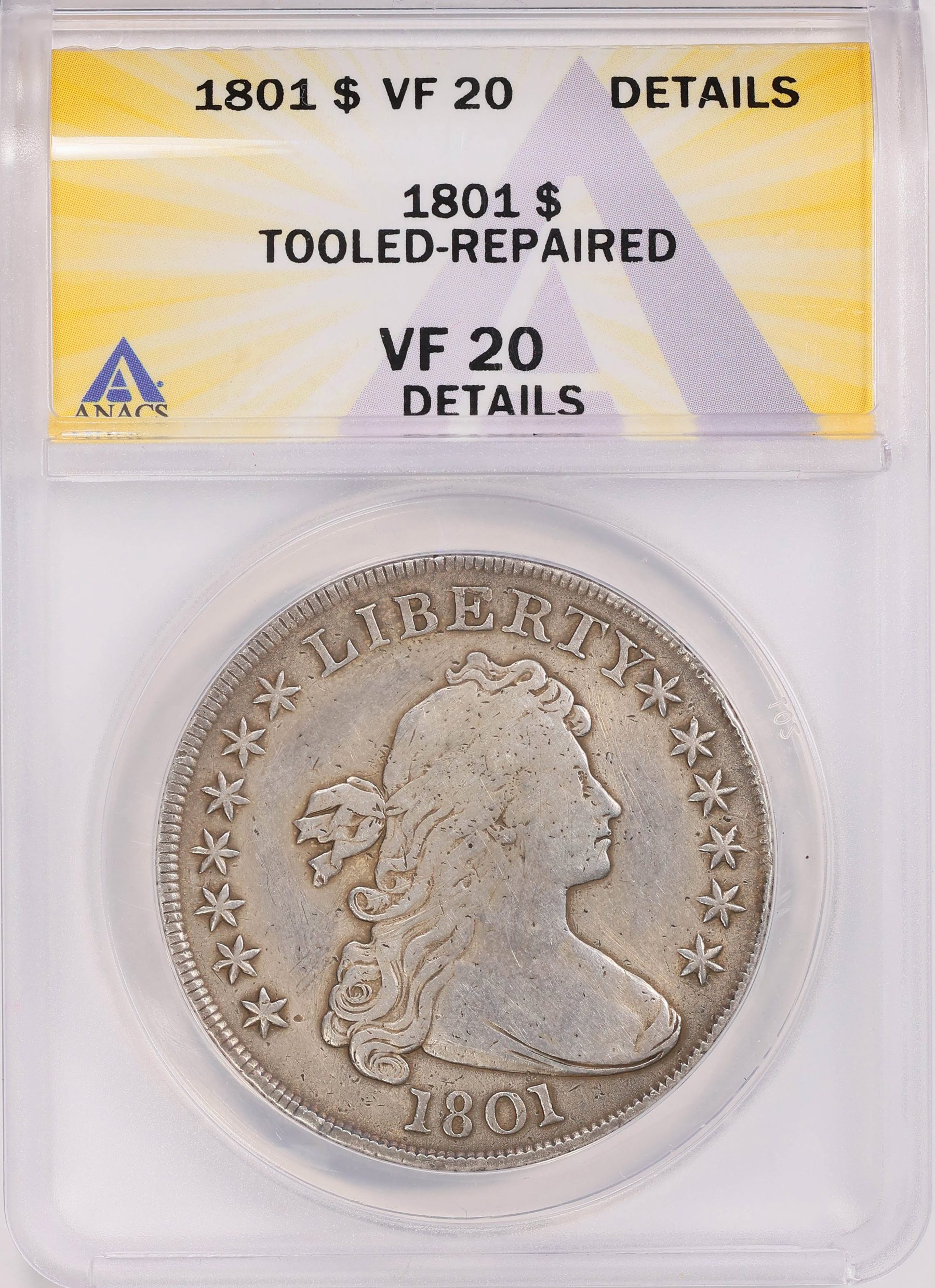 1801 Draped Bust Silver Dollar ANACS VF-20 Details (Item 1850586 ...