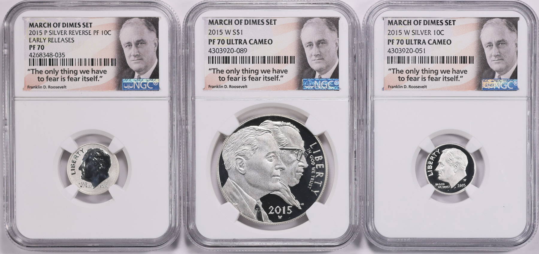 2015 March of Dimes Set Silver Dollar, Reverse Proof Dime and Proof ...