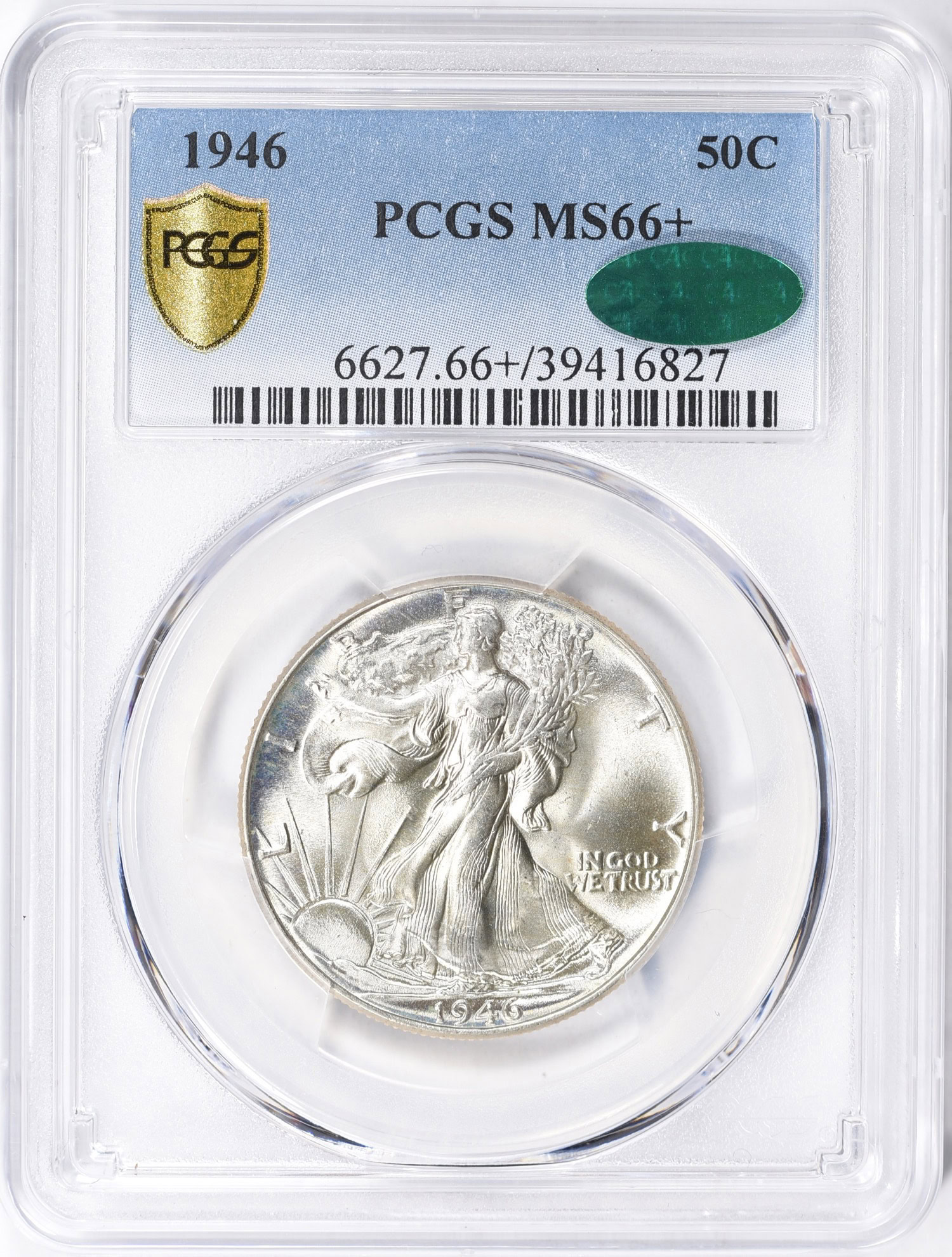 1946 Walking Liberty Half Dollar PCGS MS-66+ (CAC Green) (Item 1850645) | GreatCollections Coin ...