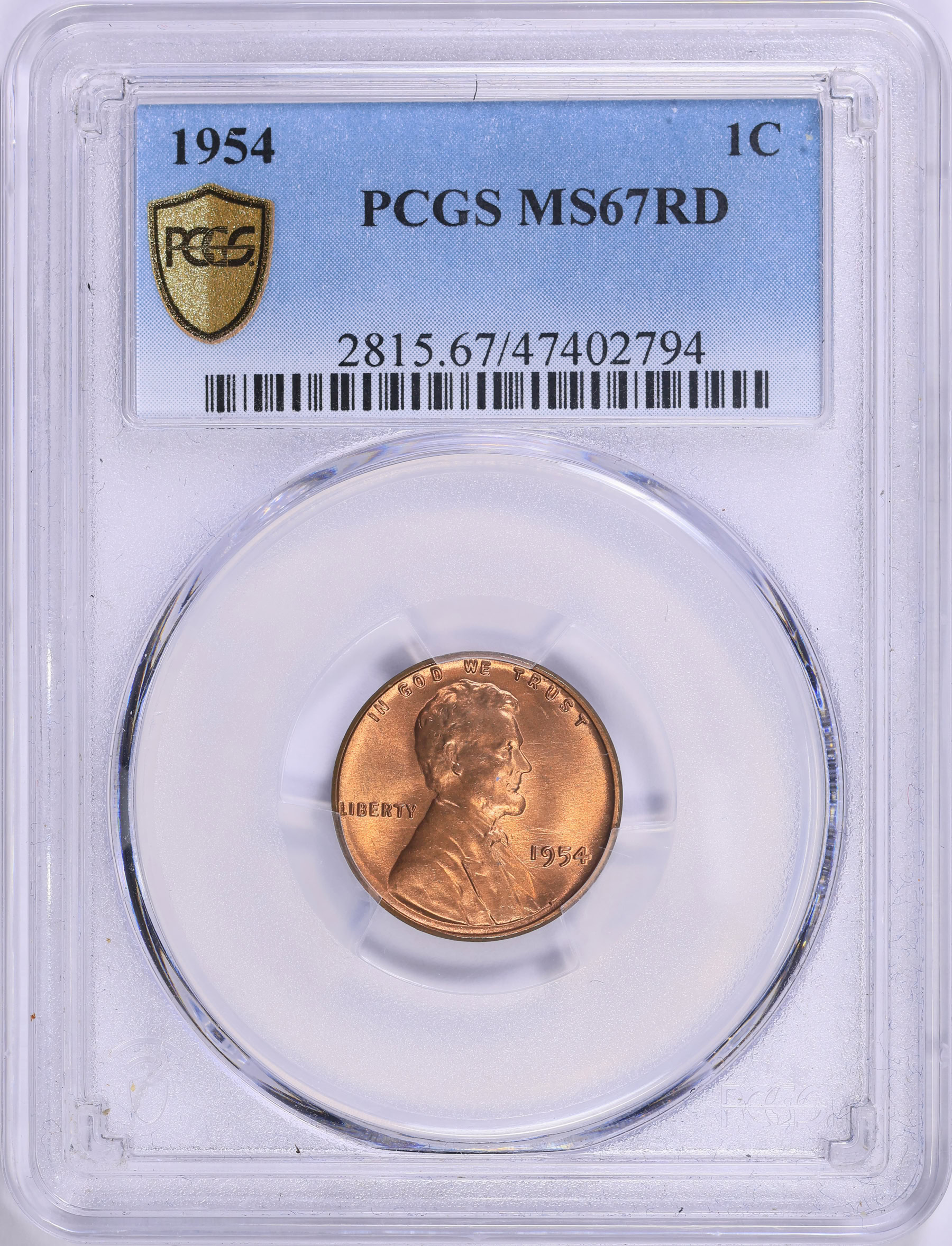 1954 Lincoln Cent PCGS MS-67 RD (Item 1850685) | GreatCollections Coin Auctions