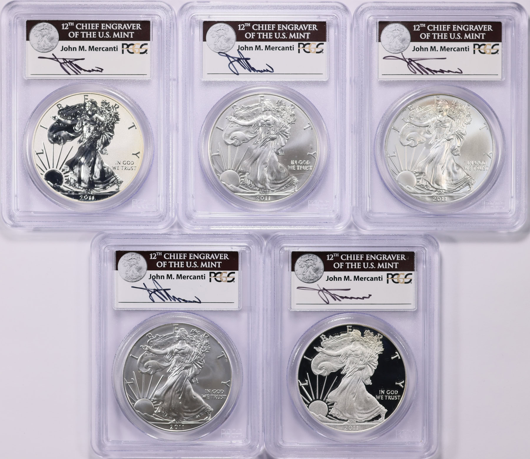 2011 25th Anniversary $1 Silver Eagle Set Including First Strike PCGS ...