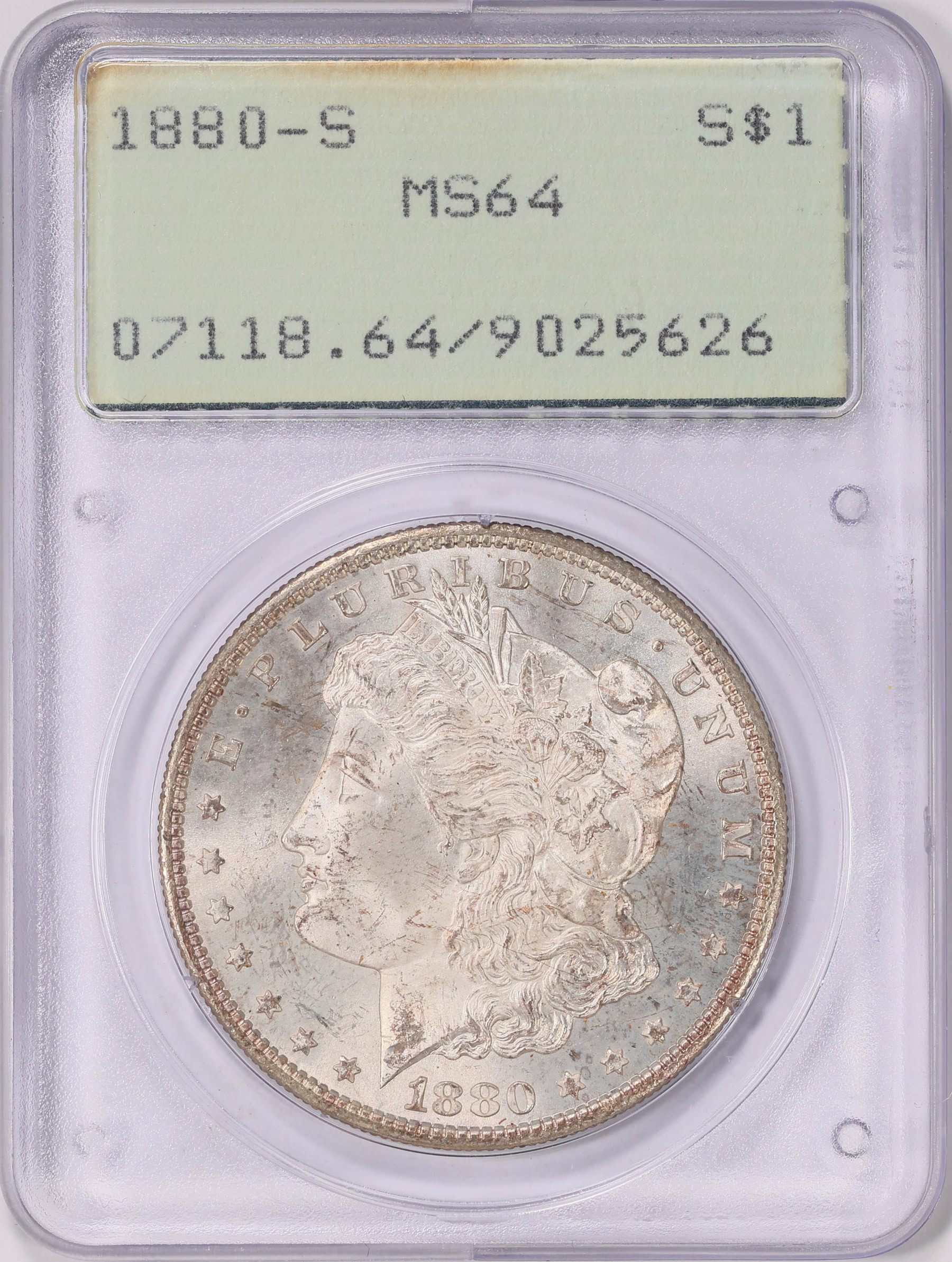 1880-S Morgan Silver Dollar PCGS MS-64 OGH (1st Gen) (Item 1850787) | GreatCollections Coin Auctions