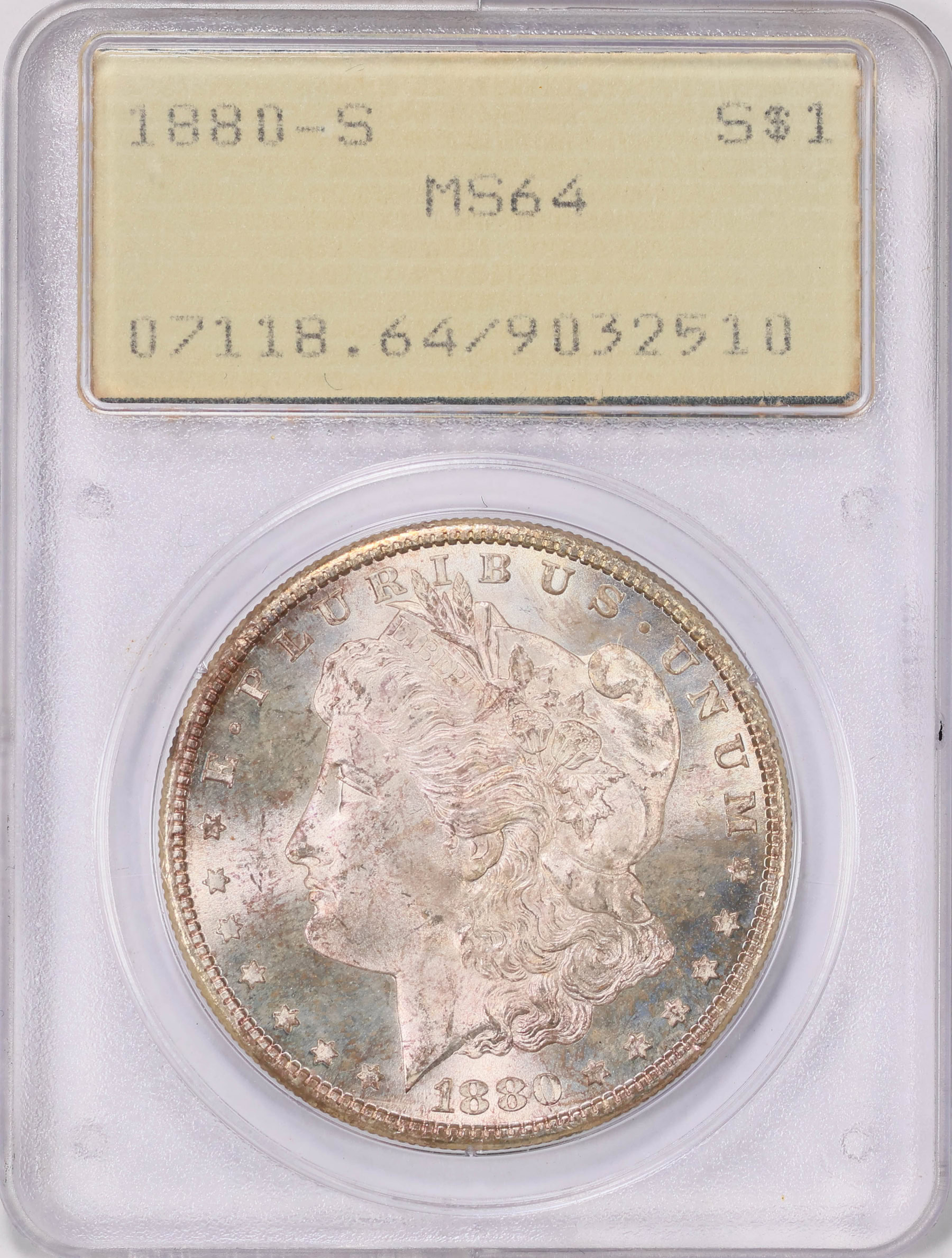 1880-S Morgan Silver Dollar PCGS MS-64 OGH (1st Gen) (Item 1850788) | GreatCollections Coin Auctions