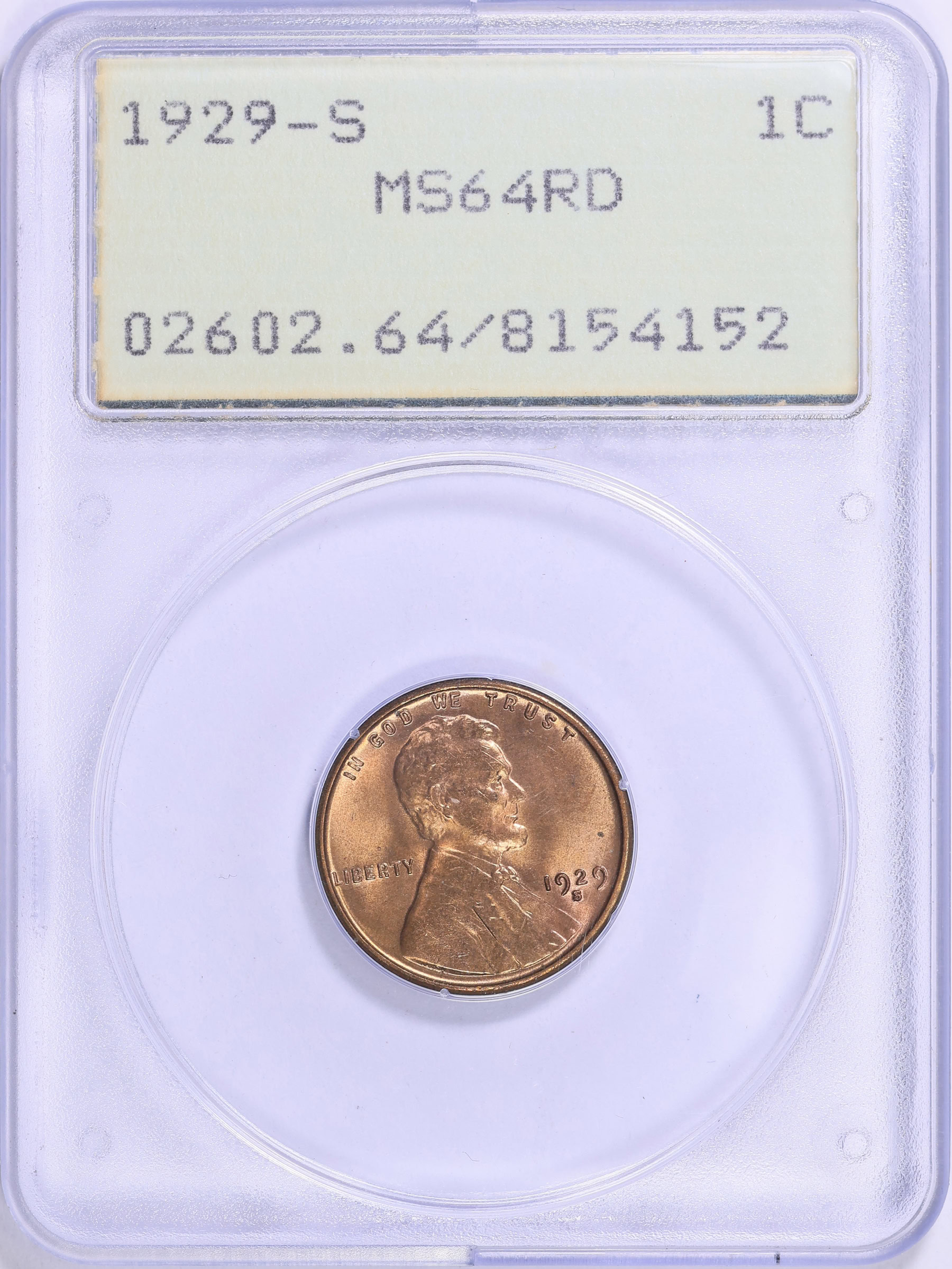 1929-S Lincoln Cent PCGS MS-64 RD OGH (1st Gen) (Item 1850807) | GreatCollections Coin Auctions