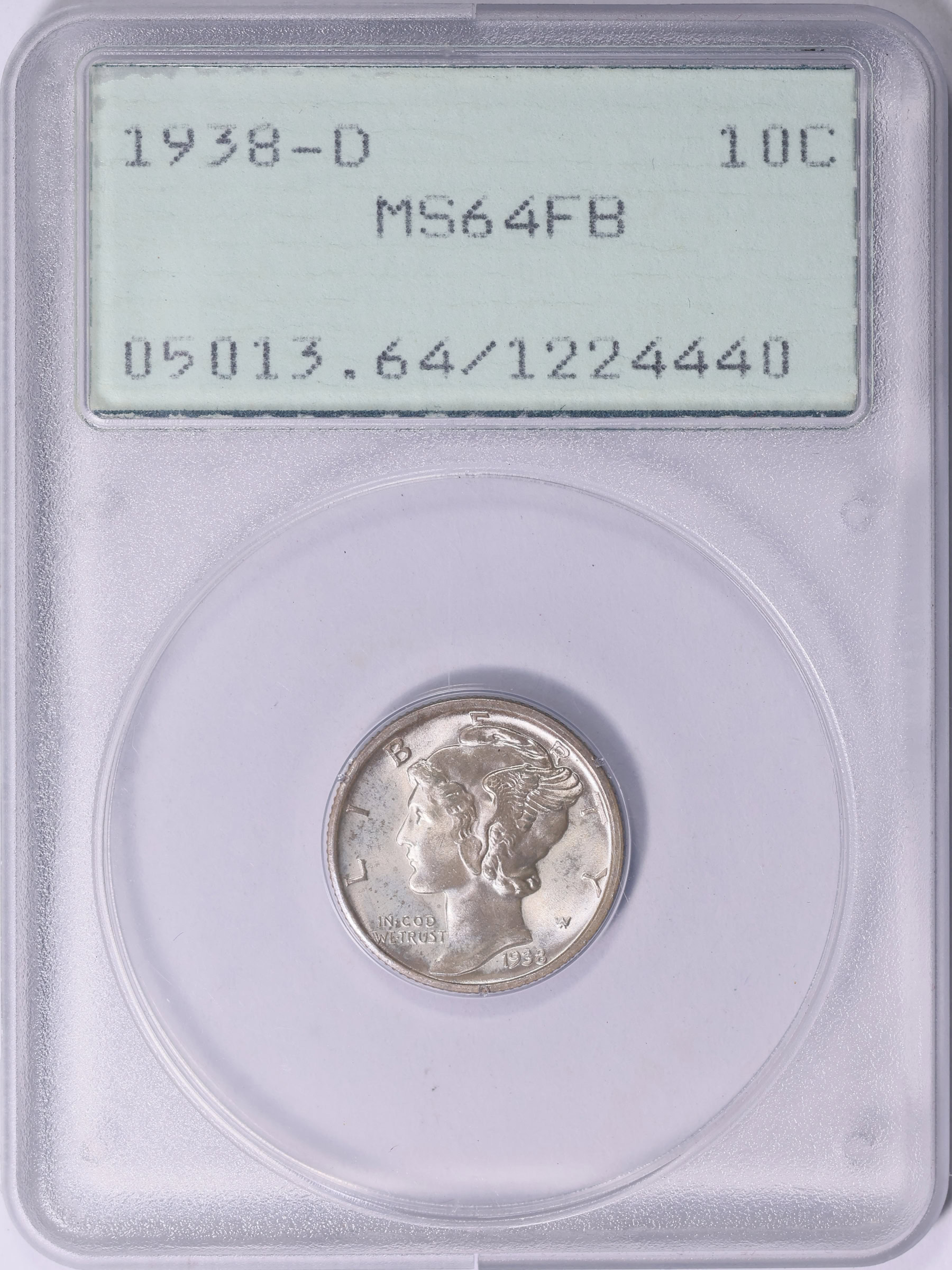 1938-D Mercury Dime PCGS MS-64 FB OGH (1st Gen) (Item 1850810) | GreatCollections Coin Auctions