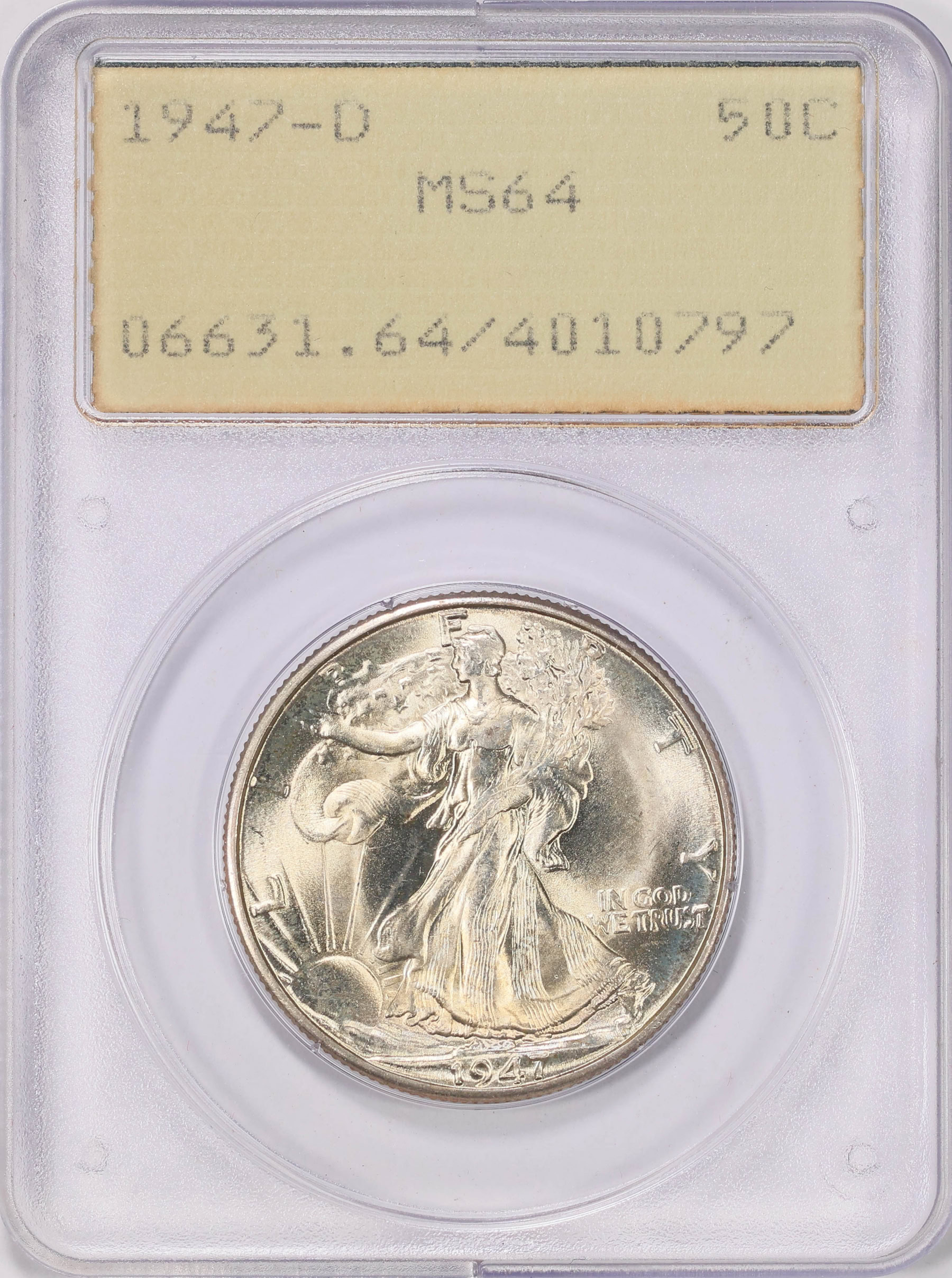 1947-D Walking Liberty Half Dollar PCGS MS-64 OGH (1st Gen) (Item 1850812) | GreatCollections ...