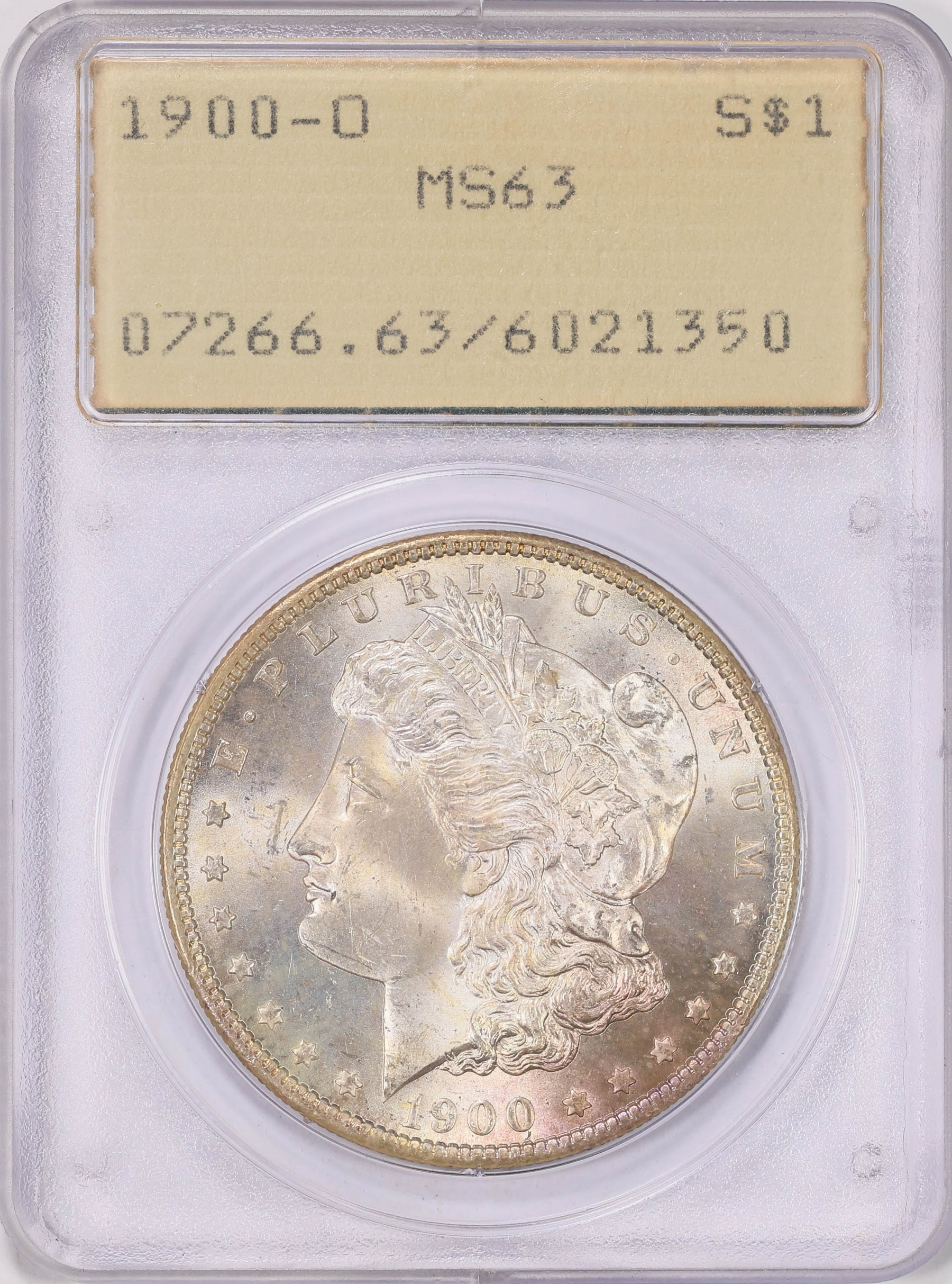 1900-O Morgan Silver Dollar PCGS MS-63 OGH (1st Gen) (Toned) (Item 1850818) | GreatCollections ...