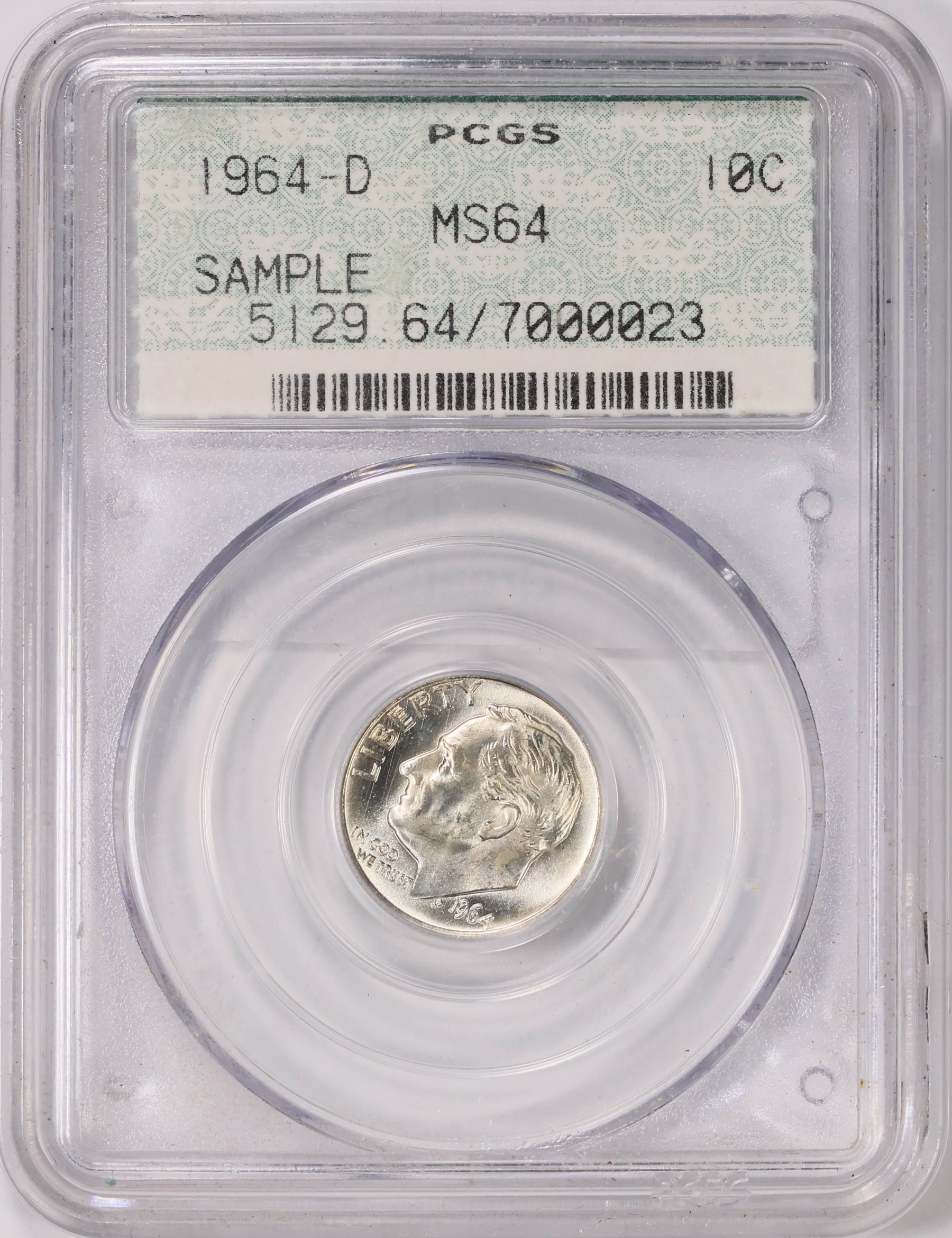 1964-D Roosevelt Dime PCGS MS-64 OGH (Doily) (Sample Slab) (Item ...